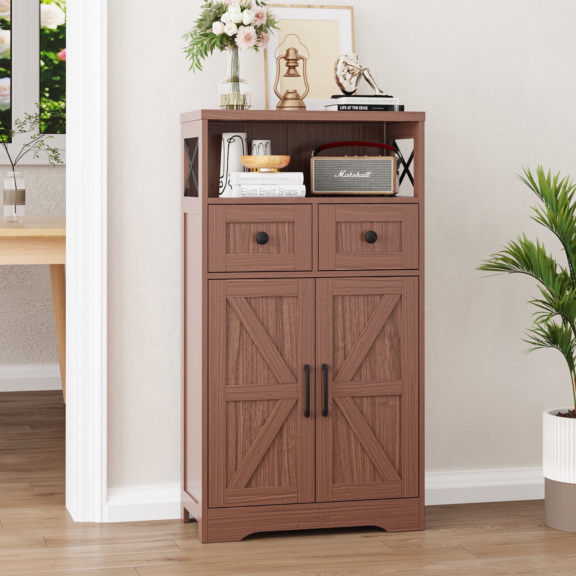 Pantry Cabinet, 43" Kitchen Pantry Storage Cabinet with Open Shelf , 2 ...