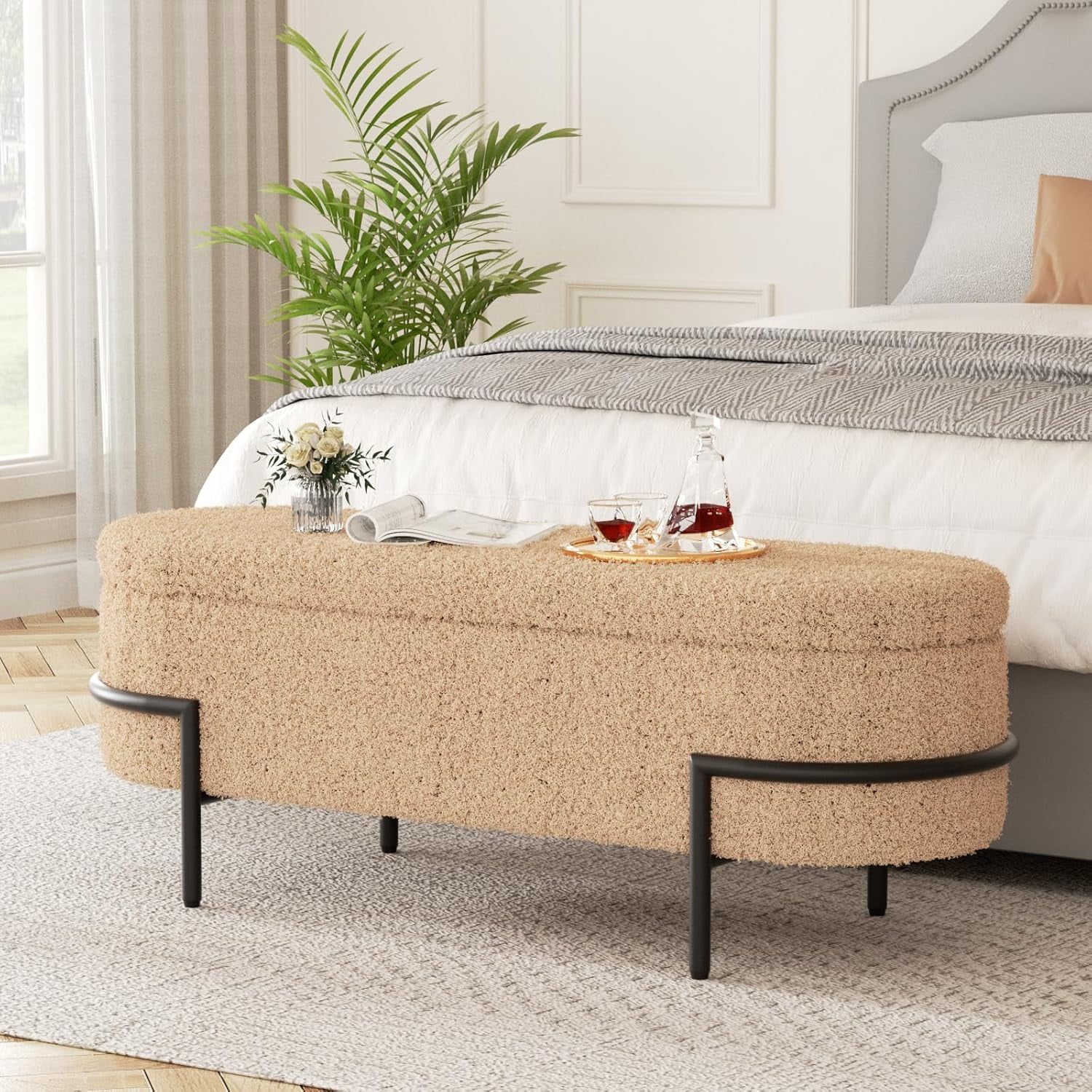 VEANERWOOD Storage Ottoman Bench Bedroom Bench Holds Up To 600lb, 45.3 ...