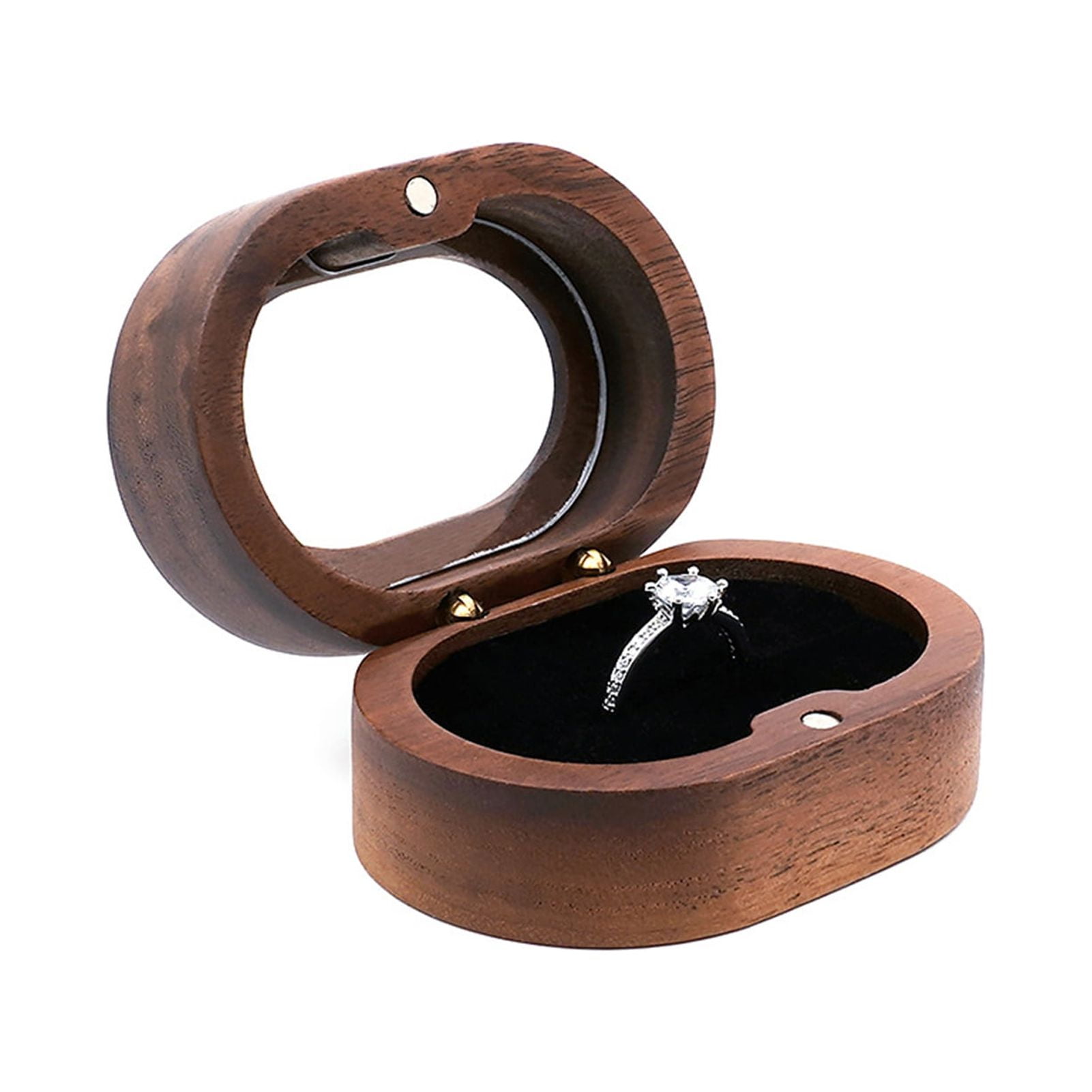 VEAREAR Ring Box Retro Solid Wood Storage Box Transparent Visible ...