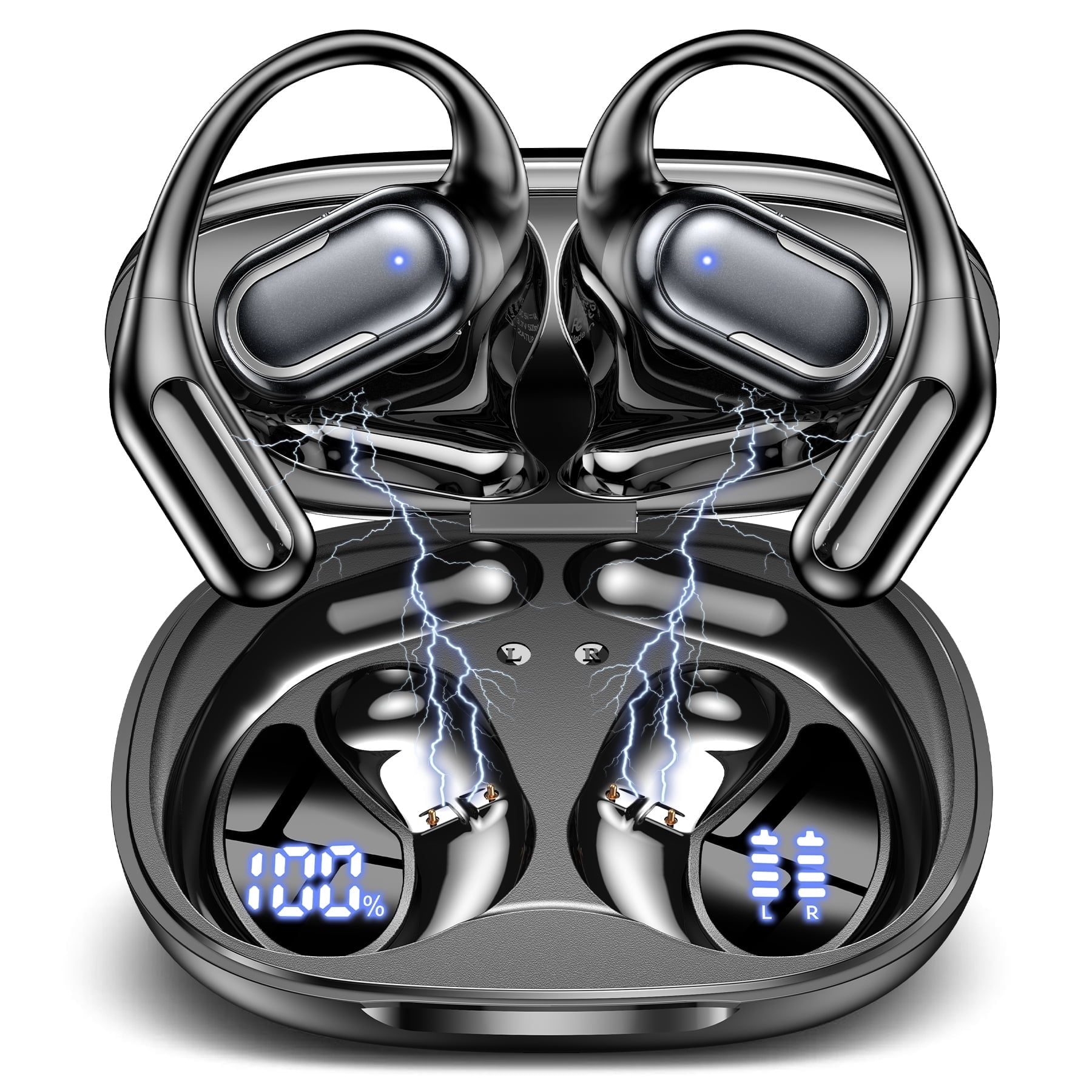 VEAT00L T5 Open Ear Headphones with Mic, Air Conduction Wireless ...