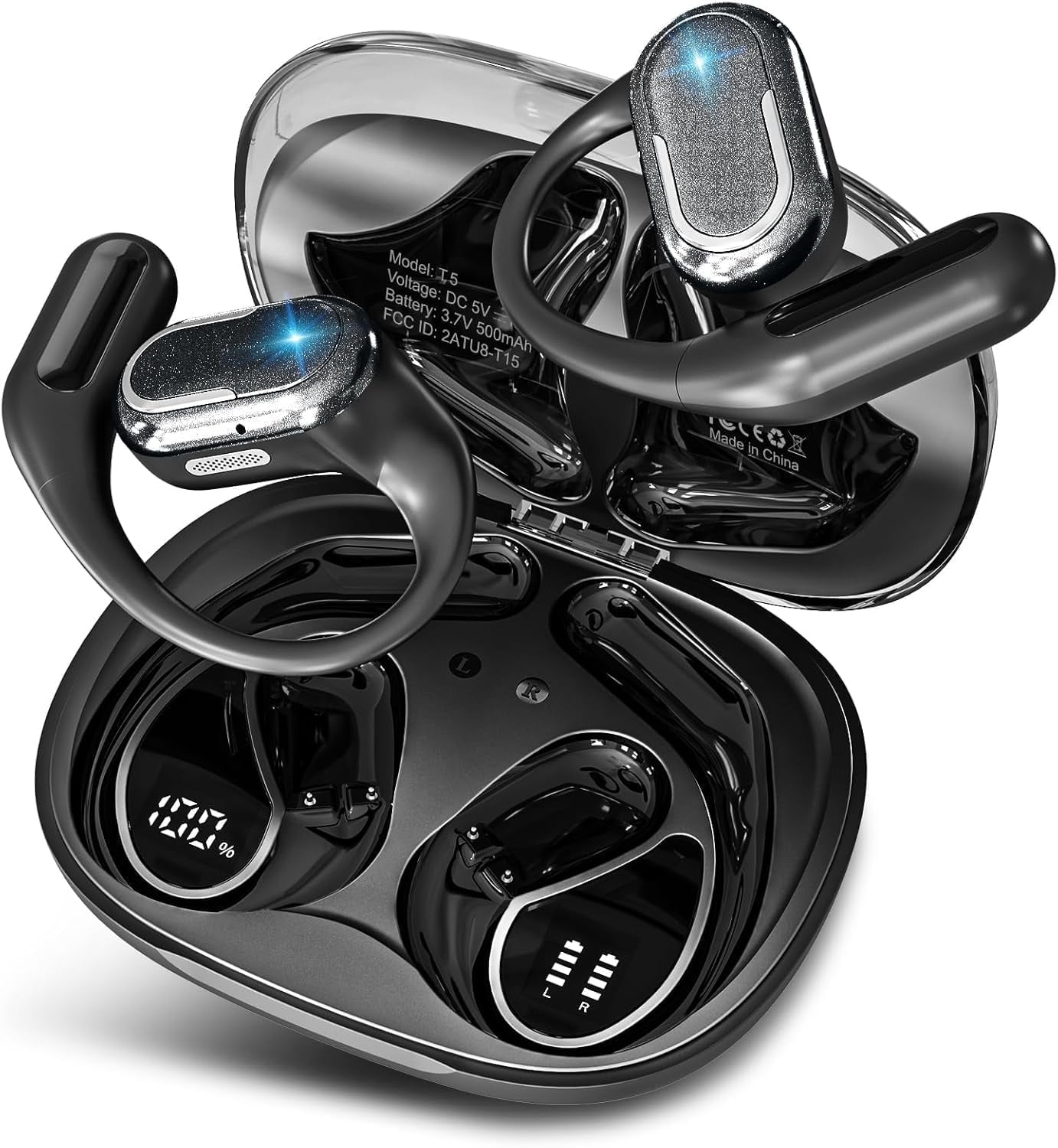 VEAT00L T5 Open Ear Headphones with Mic, Air Conduction Wireless ...