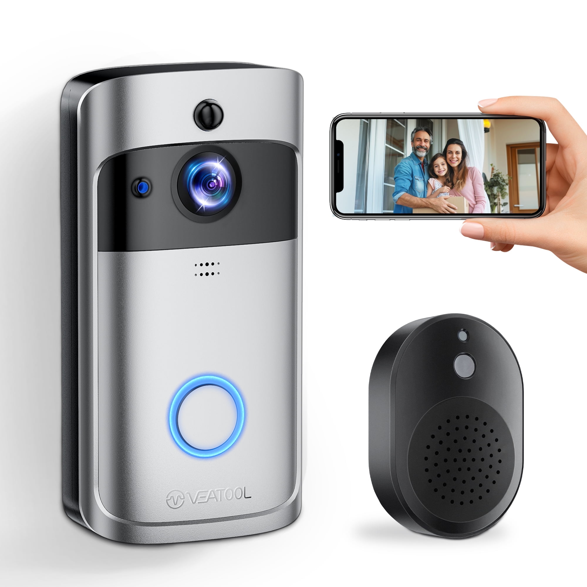 VEAT00L Doorbell Camera Wireless , 1080P Video Doorbell with Chime ...