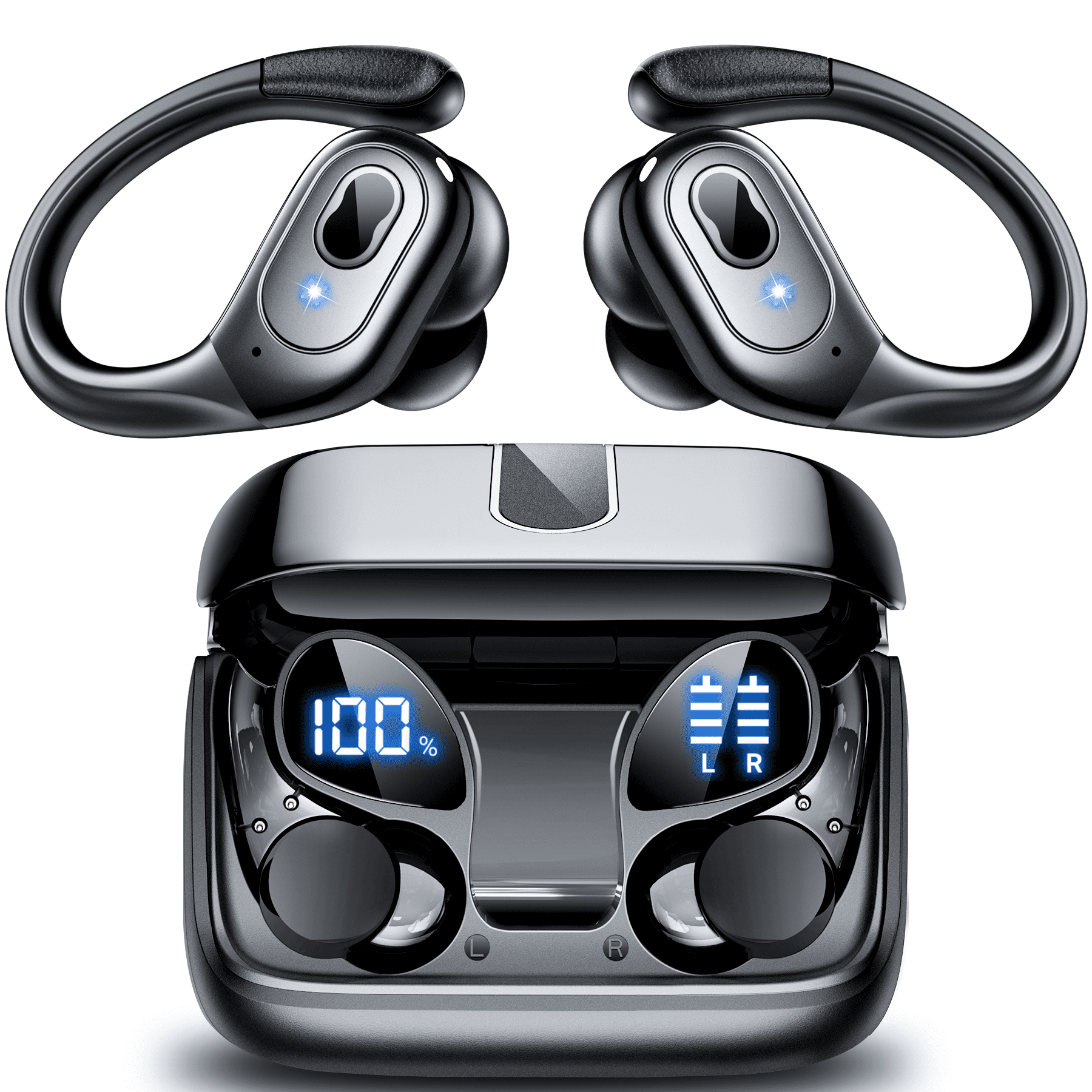 VEAT00L Bluetooth 5.3 Wireless Earbuds, Earhooks, 80H Playtime, ENC ...
