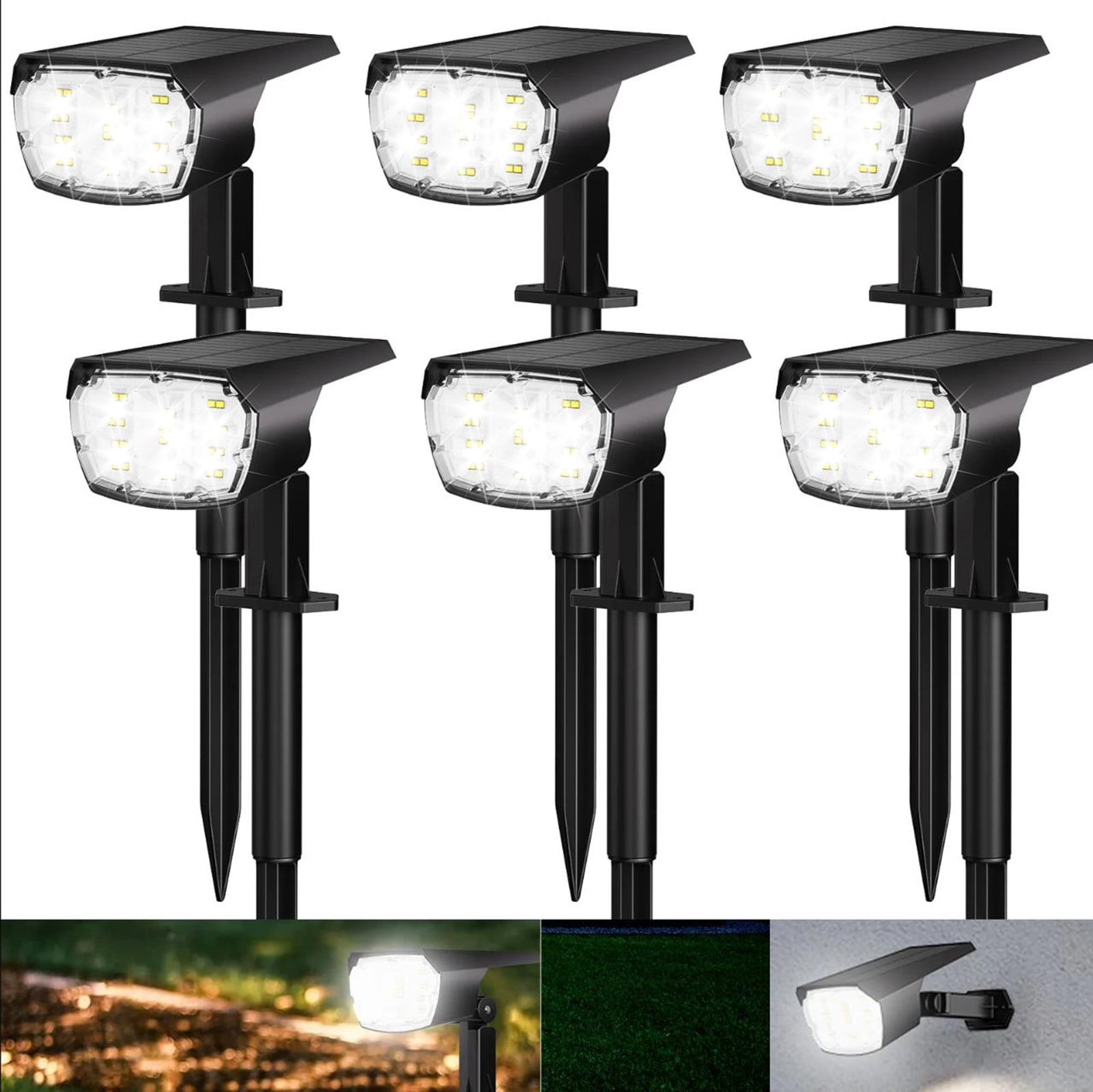 VEAVON 6-Pack Solar Spot Lights Outdoor,28 LED Solar Lights Outdoor ...