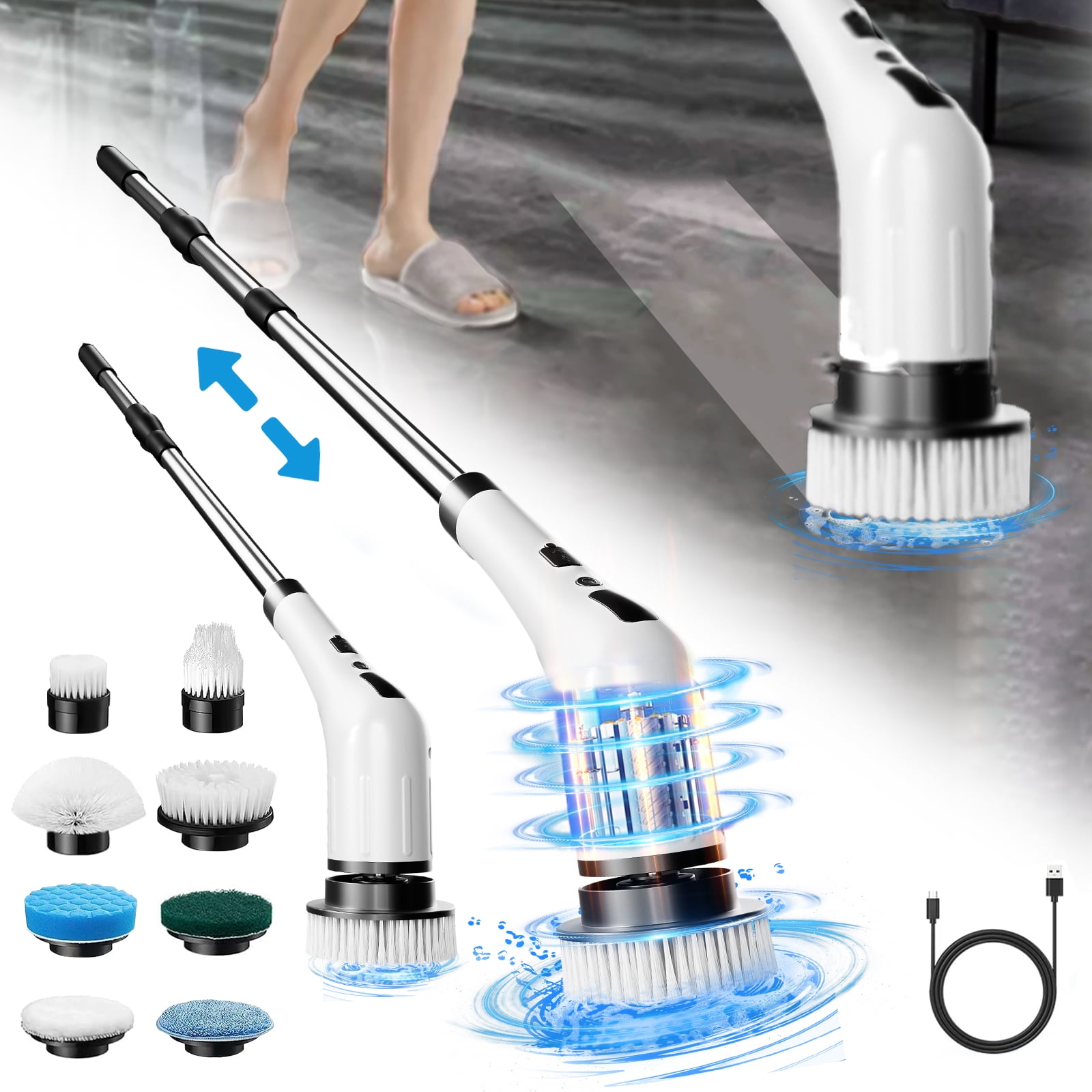 VEAVON Electric Spin Scrubber, Cordless 360 Power for Tubs, Floors ...