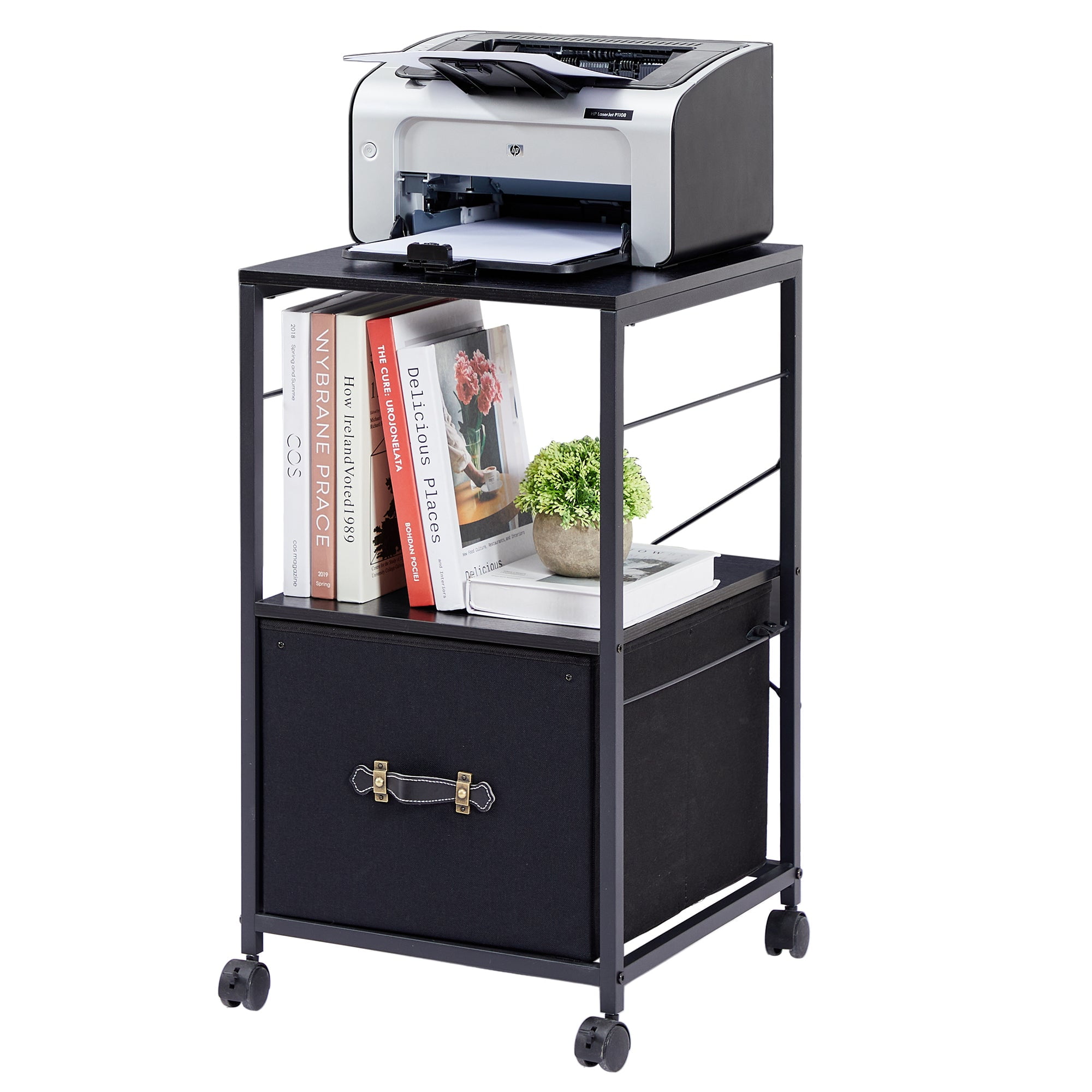 VECELO 1-Drawer Mobile File Cabinet, Rolling Vertical Printer Stand ...