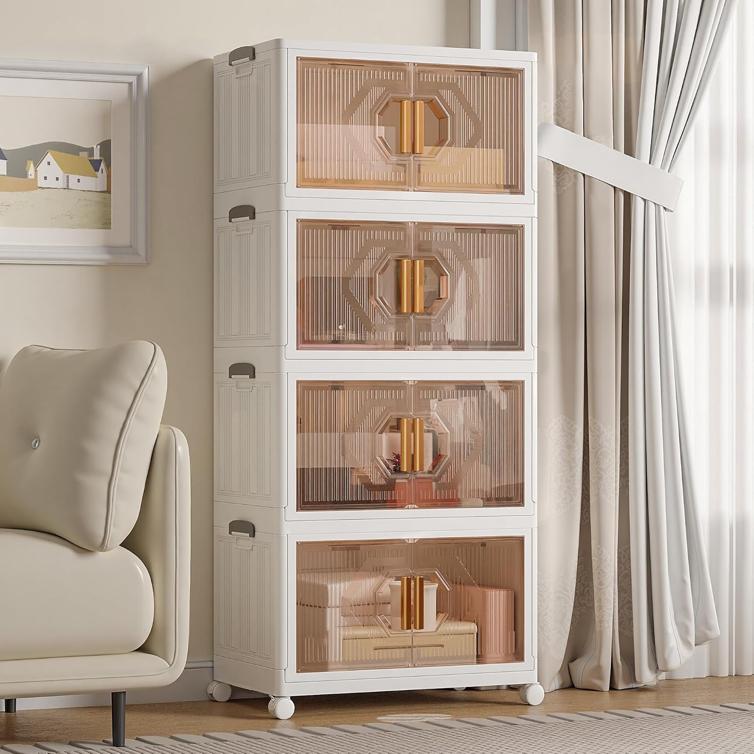 VECELO 16 Gal Stackable Storage Bins with Lid, 4 Pack Plastic ...