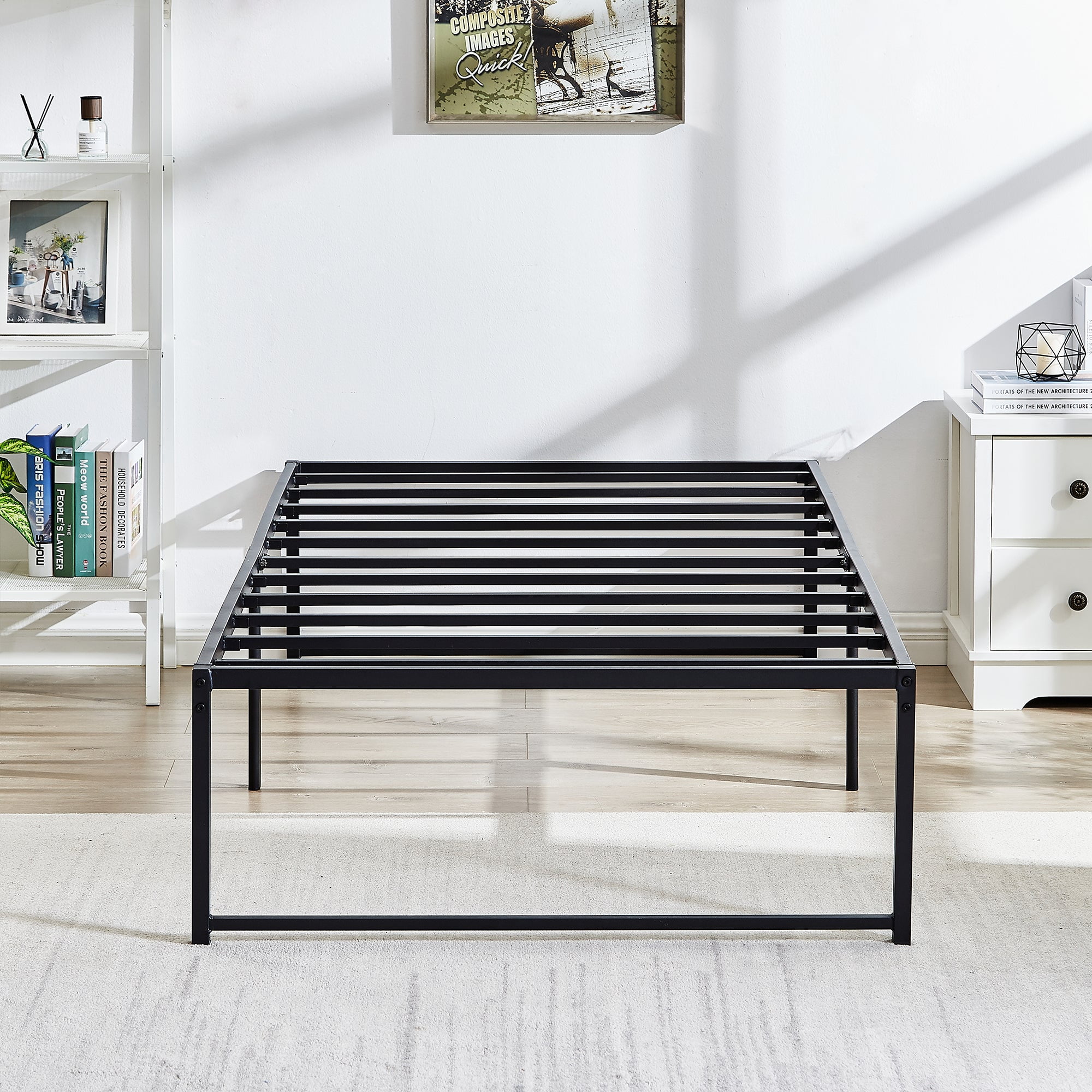 VECELO 16 Inch Twin Metal Platform Bed Frame, Heavy Duty Metal Bed with ...