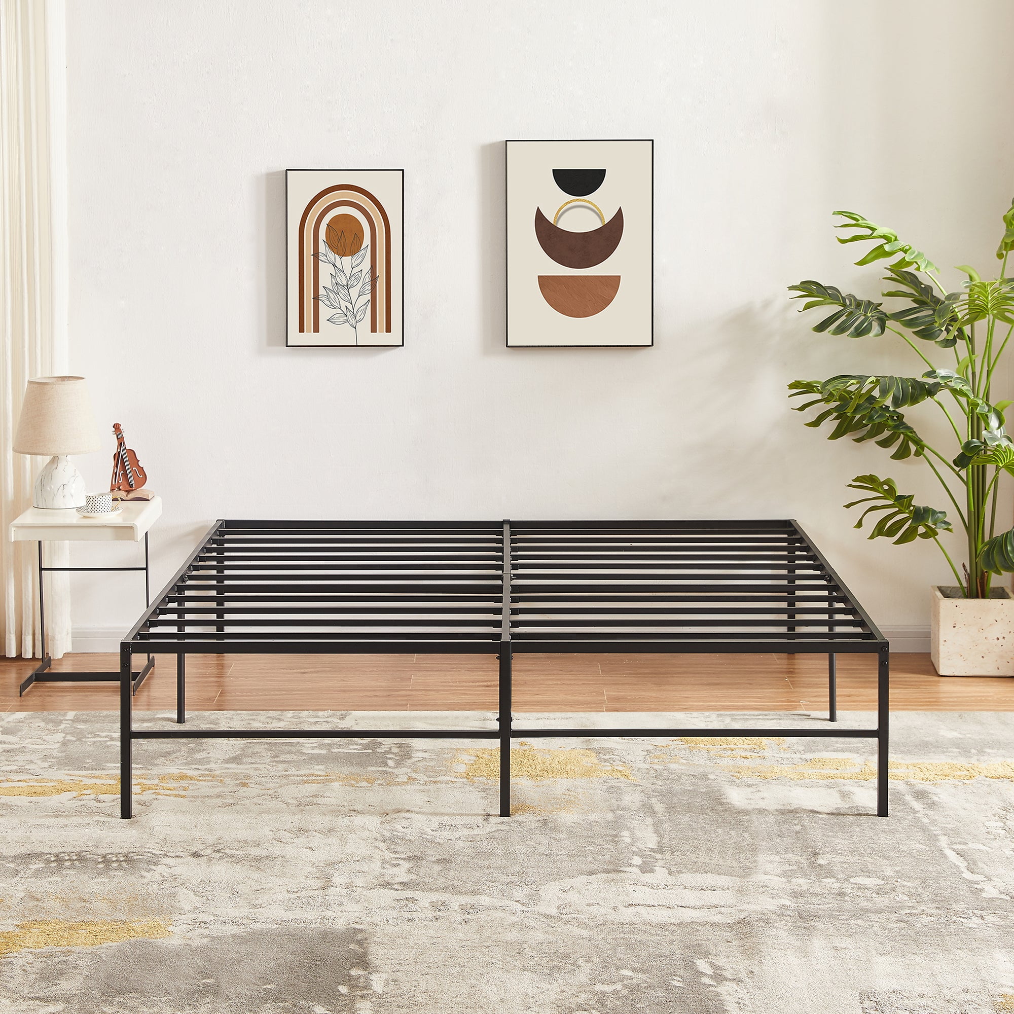 VECELO King Size Simple Steel Bed Frame, 18 Inch Metal Platform with ...