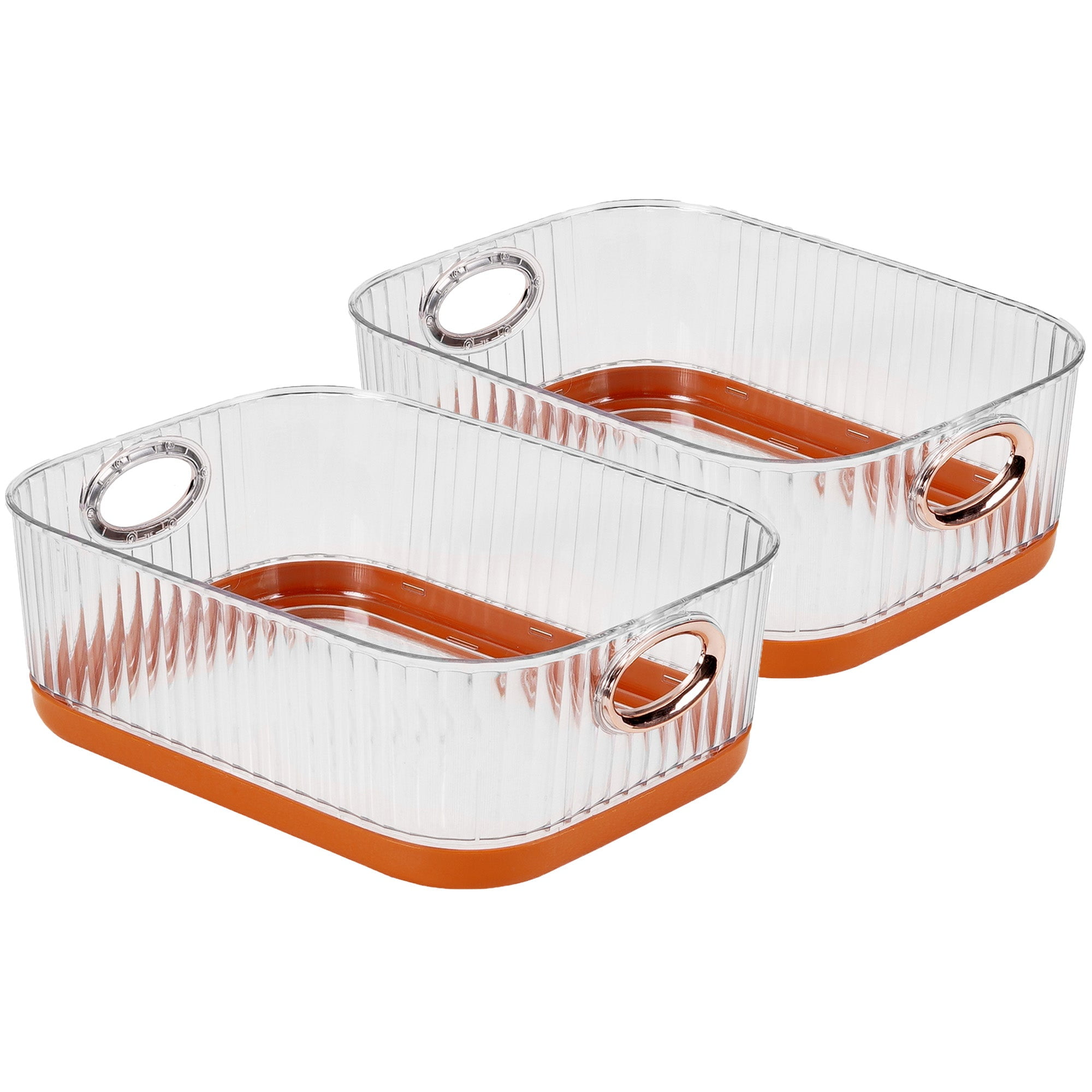 VECELO 2 Pack Plastic Storage Bins, Multi-Use Built-In Handles Clear ...
