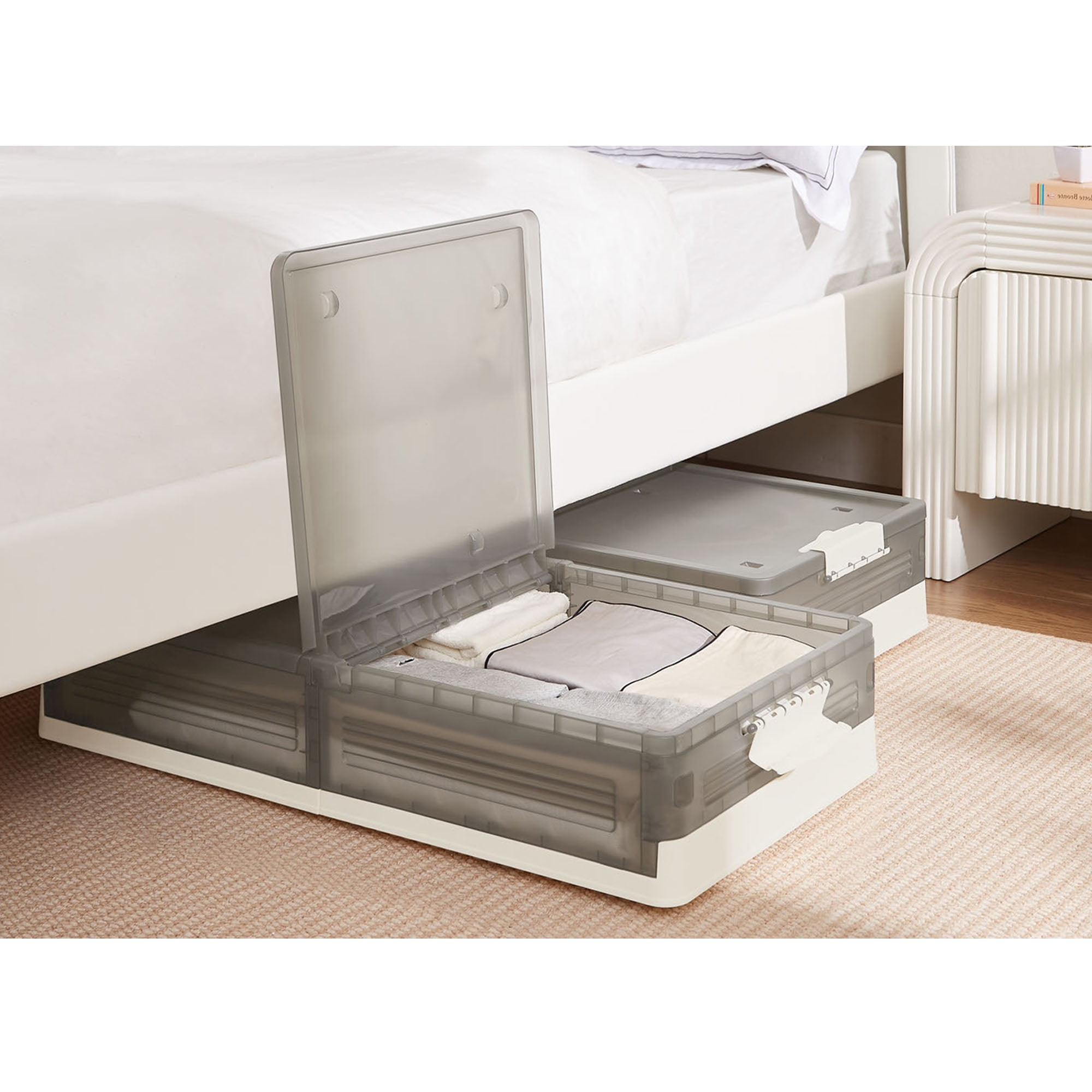 VECELO 2 Packs Under Bed Storage Containers with Wheels, Folding ...