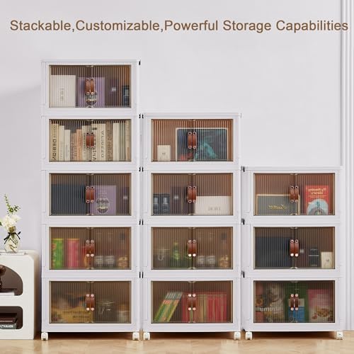 VECELO 20 Gal Stackable Storage Bins with Lid, 5 Pack Plastic ...