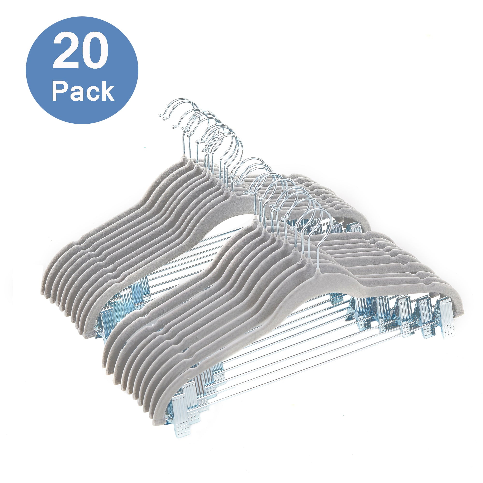 VECELO 20-Pack Velvet Clothes Hangers, 16.5in Heavy-Duty Hangers with ...