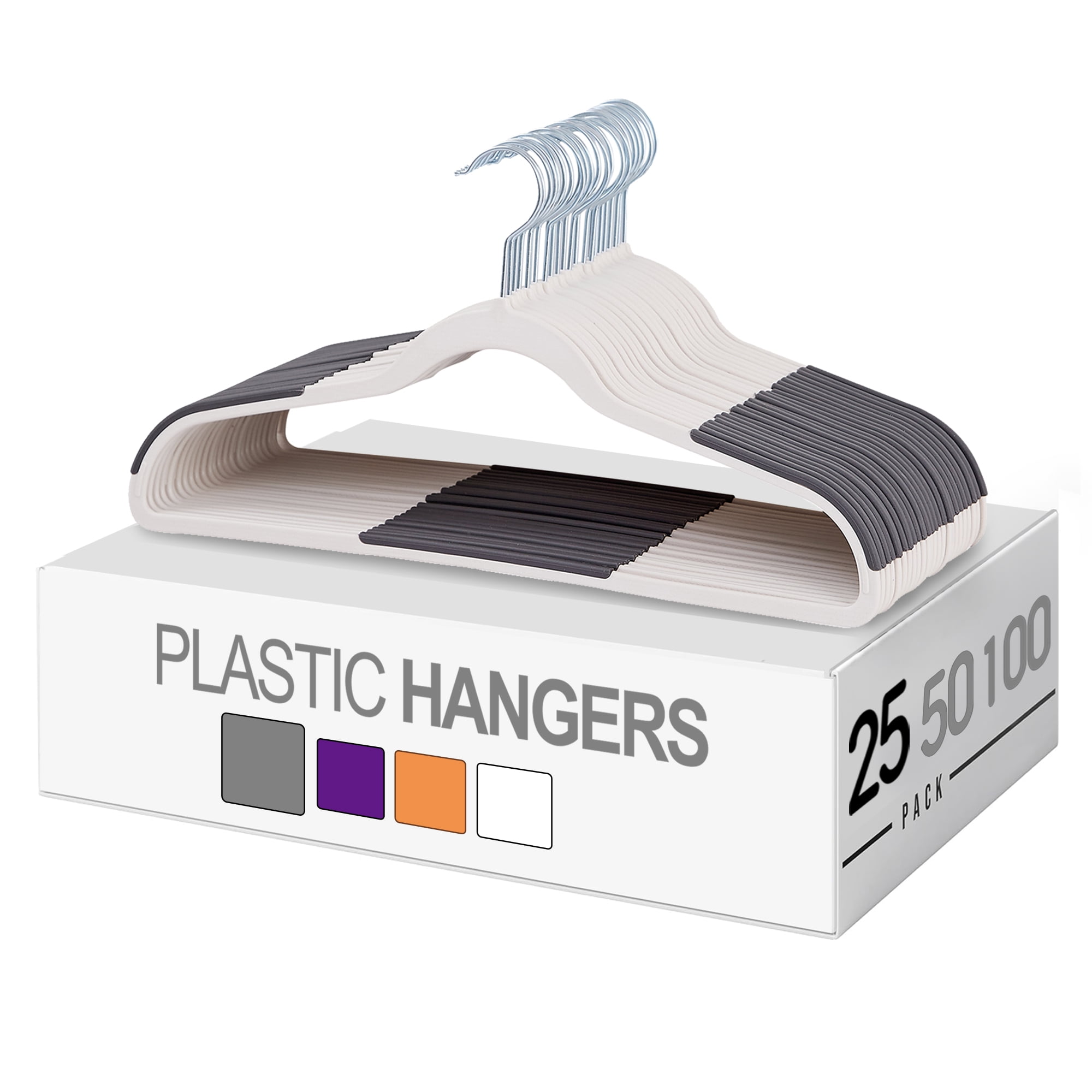 VECELO 25 Pack Heavy Duty Plastic Hangers, 360º Swivel Hook Coat ...