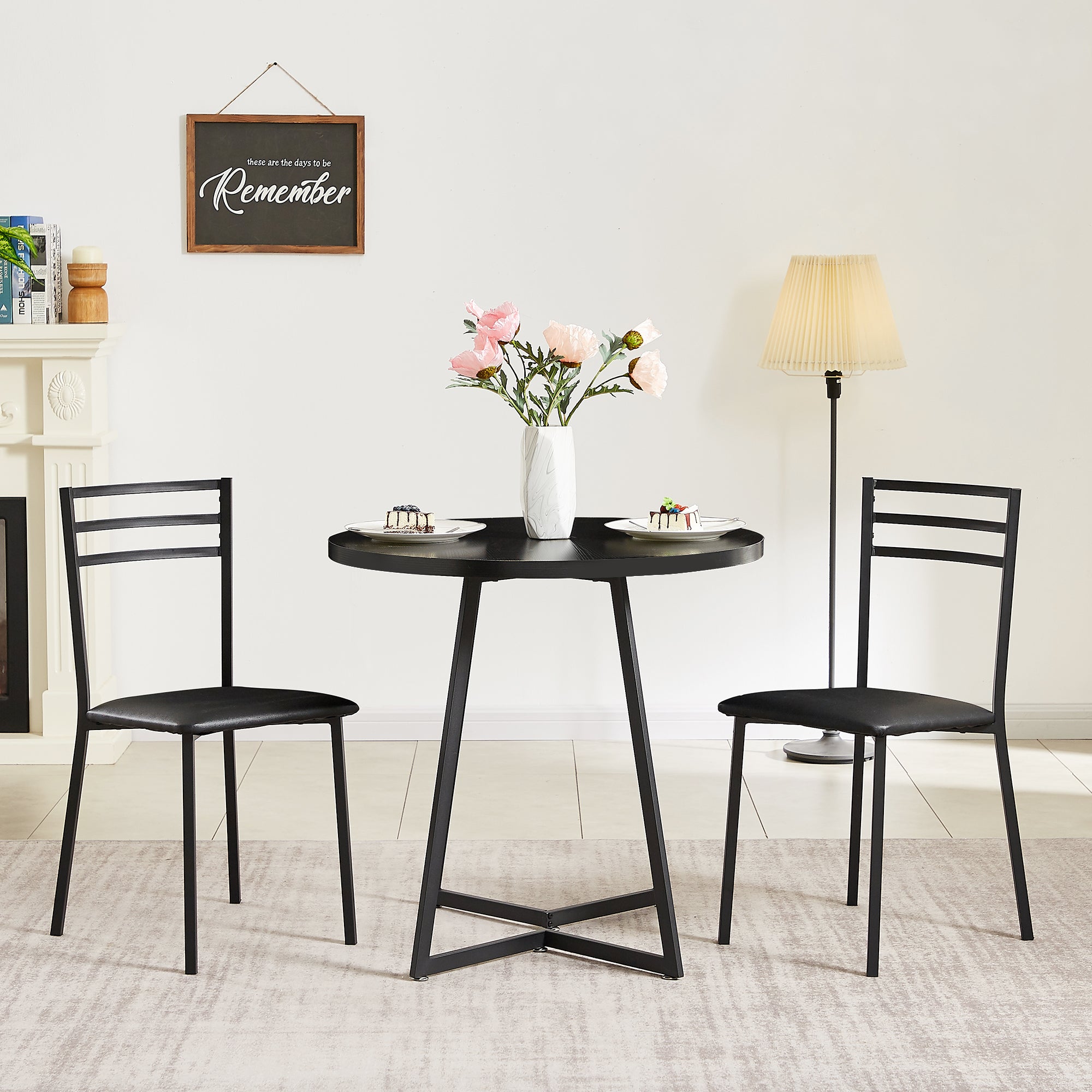Dining Room Set - Dinette Table And Kitchen Dining Chairs-Finish:Black ...