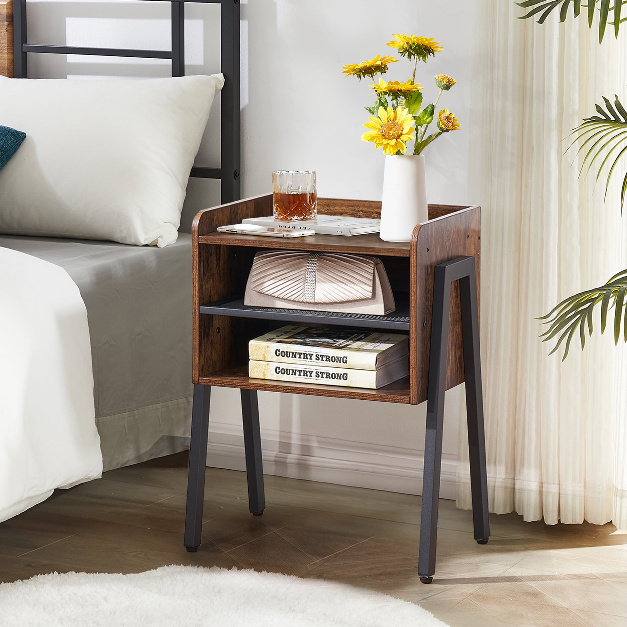 VECELO 3-Tier Nightstand with Shelf, Stackable End Side Table for ...