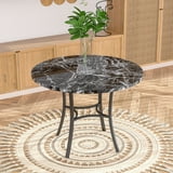 VECELO 36" Round Dining Table, Kitchen Table Faux Marble with Metal ...