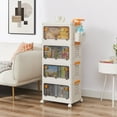 VECELO 4 Tier Folding Storage Bins with Lids and Double Doors ...