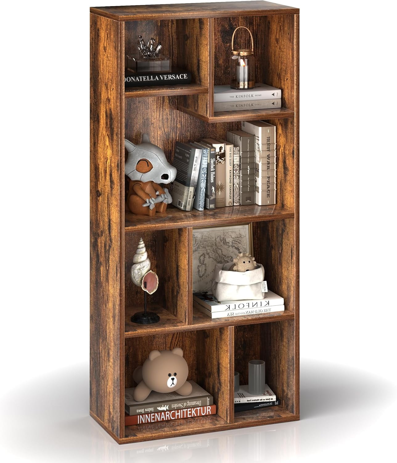 VECELO 4-Tier Modern Bookcase, 42 Inch High Storage Cabinet with Height ...