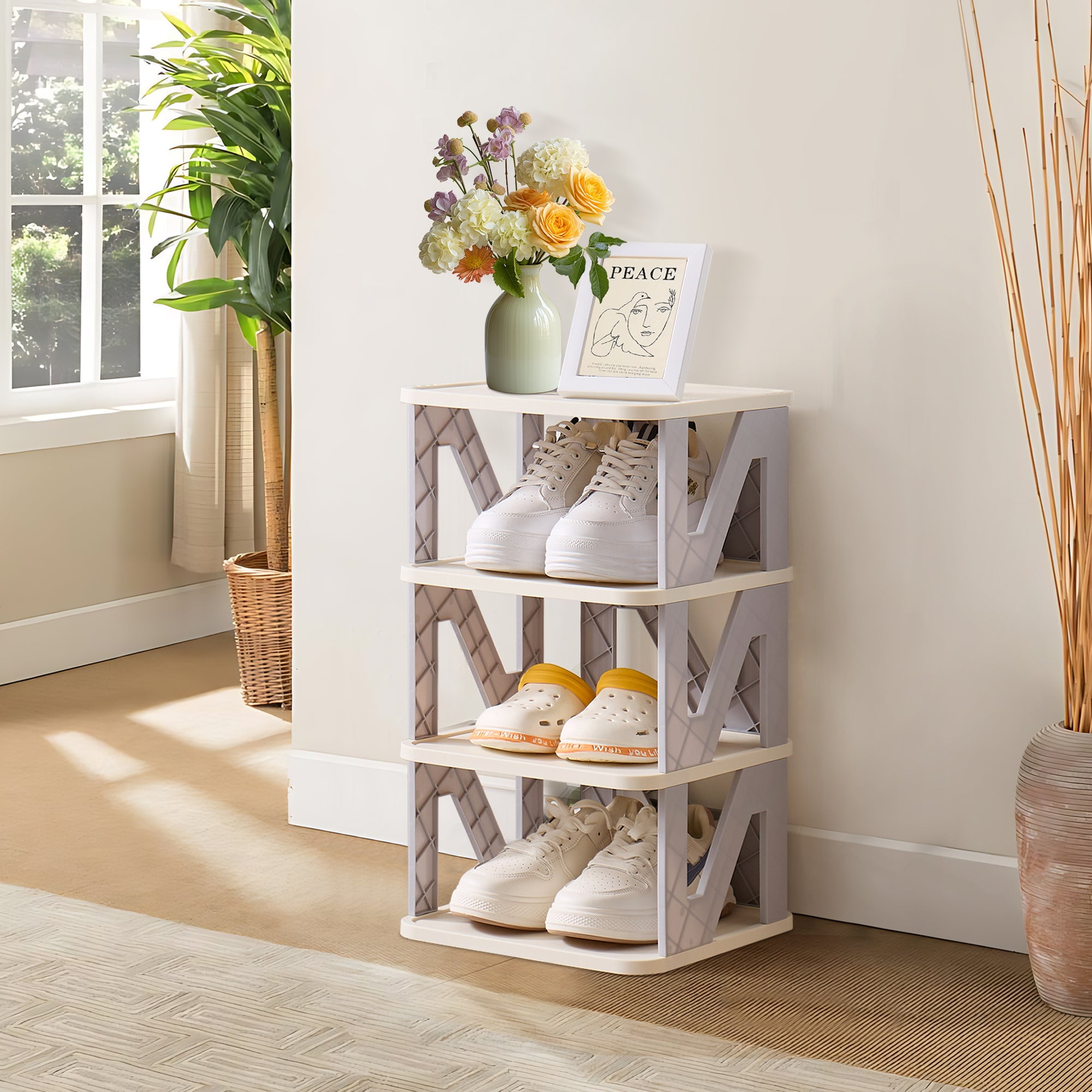 VECELO 4-Tier Shoe Rack, Stackable Shoes Storage Organizer for Small ...