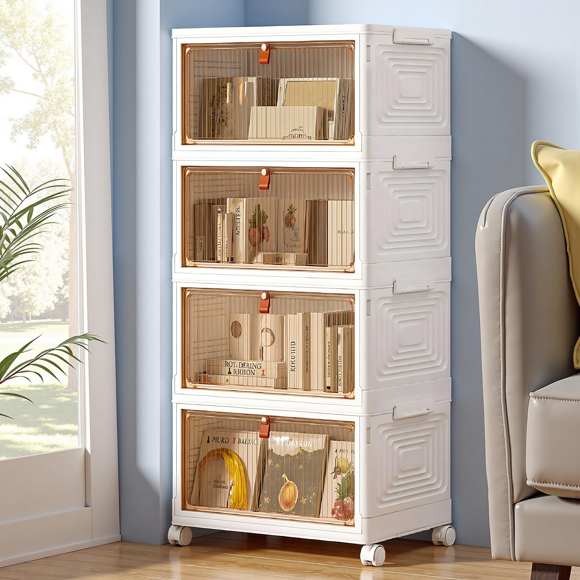 VECELO 4 Tier Storage Bins with Lid, Stackable Storage Boxes with ...