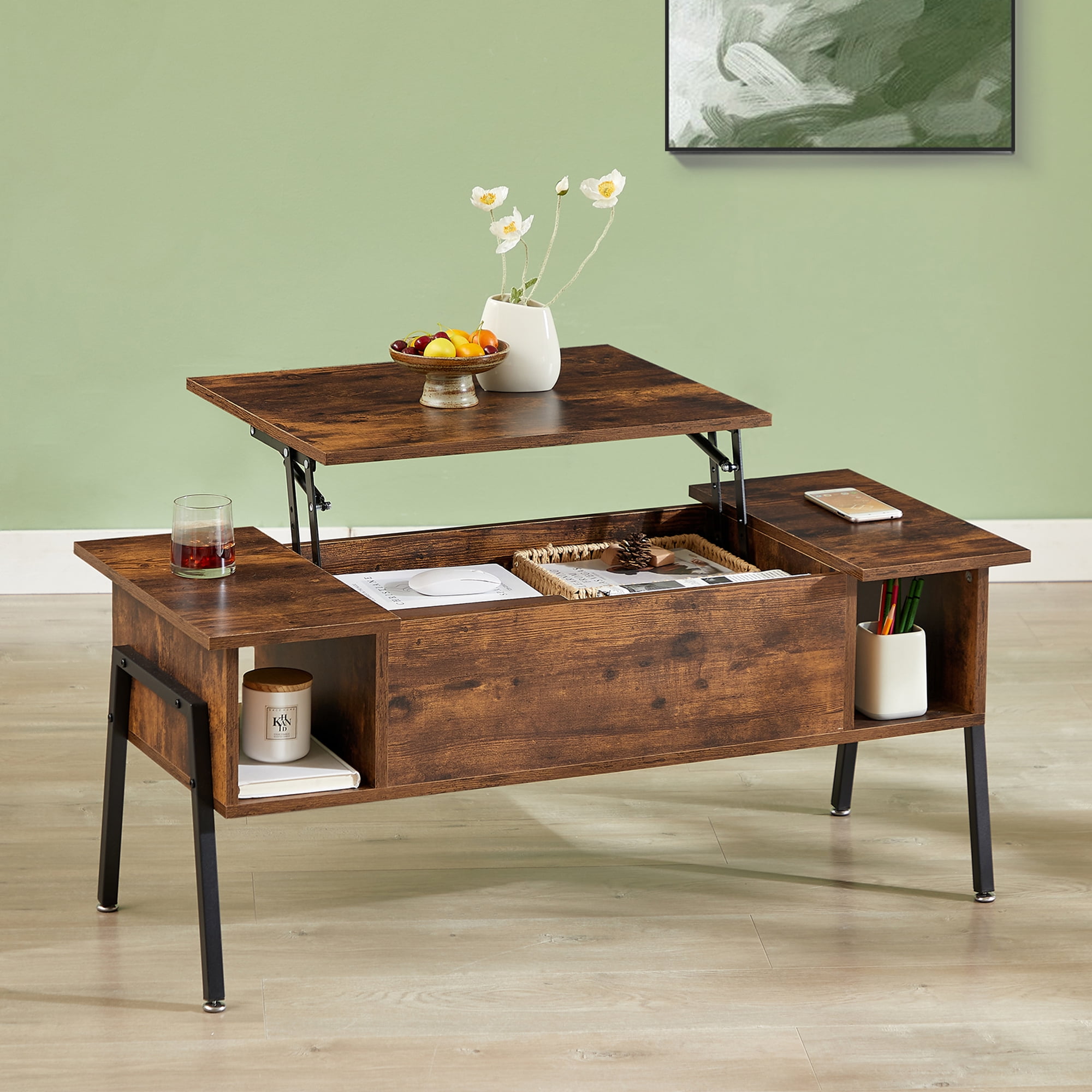 VECELO 42" Lift Top Coffee Table with Hidden Compartment and Storage ...