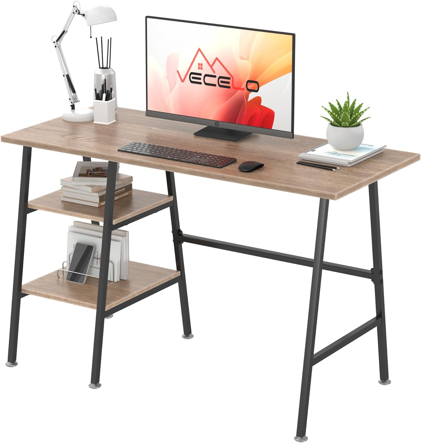 VECELO 43 Inch Writing Desk Home Office, Home Office Study Tables with ...