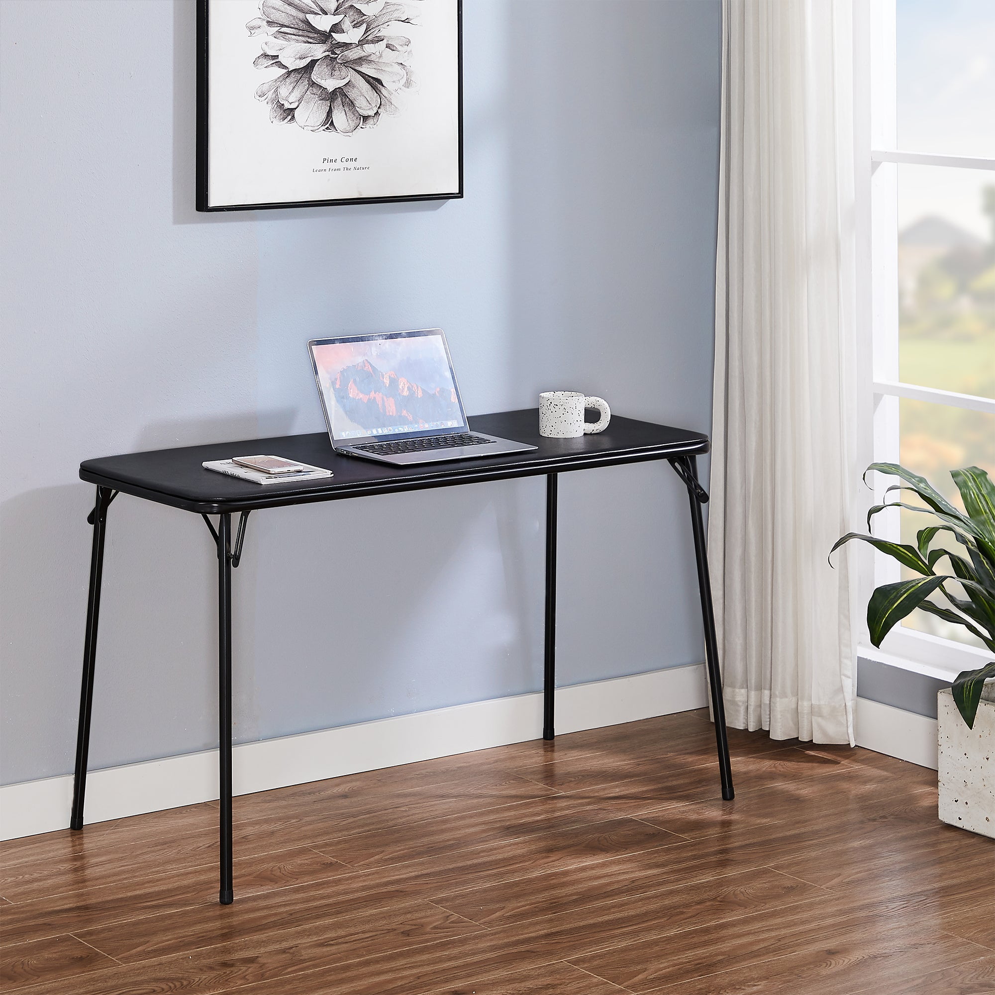 VECELO 47.2" Rectangular Folding Table, Portable Card and Game Activity ...