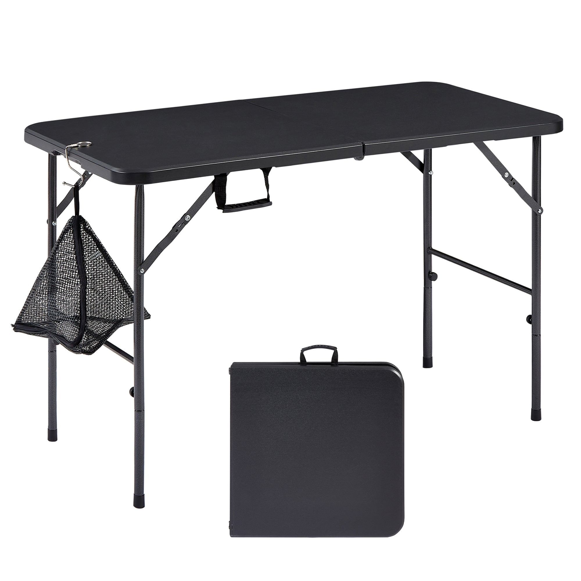 VECELO 4ft Folding Table with Hanging Bag, Portable Heavy Duty Plastic ...