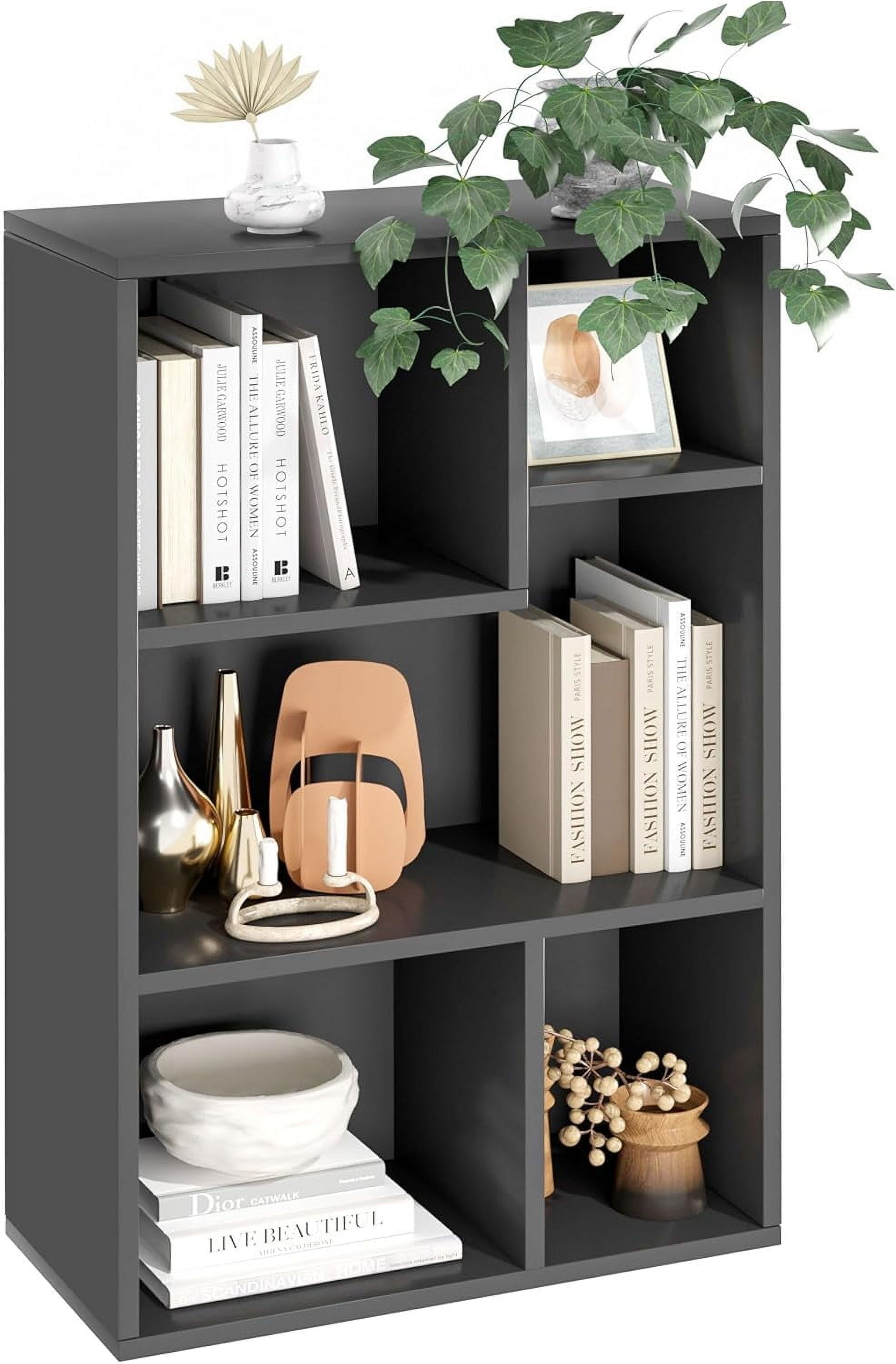 VECELO 5 Cube Modern Bookcases,3 Tier Bookshelves,31 Inch High Cubby ...