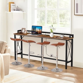 New Ridge Home Goods Espresso Wood Sofa Bar Table with Two Stools for ...