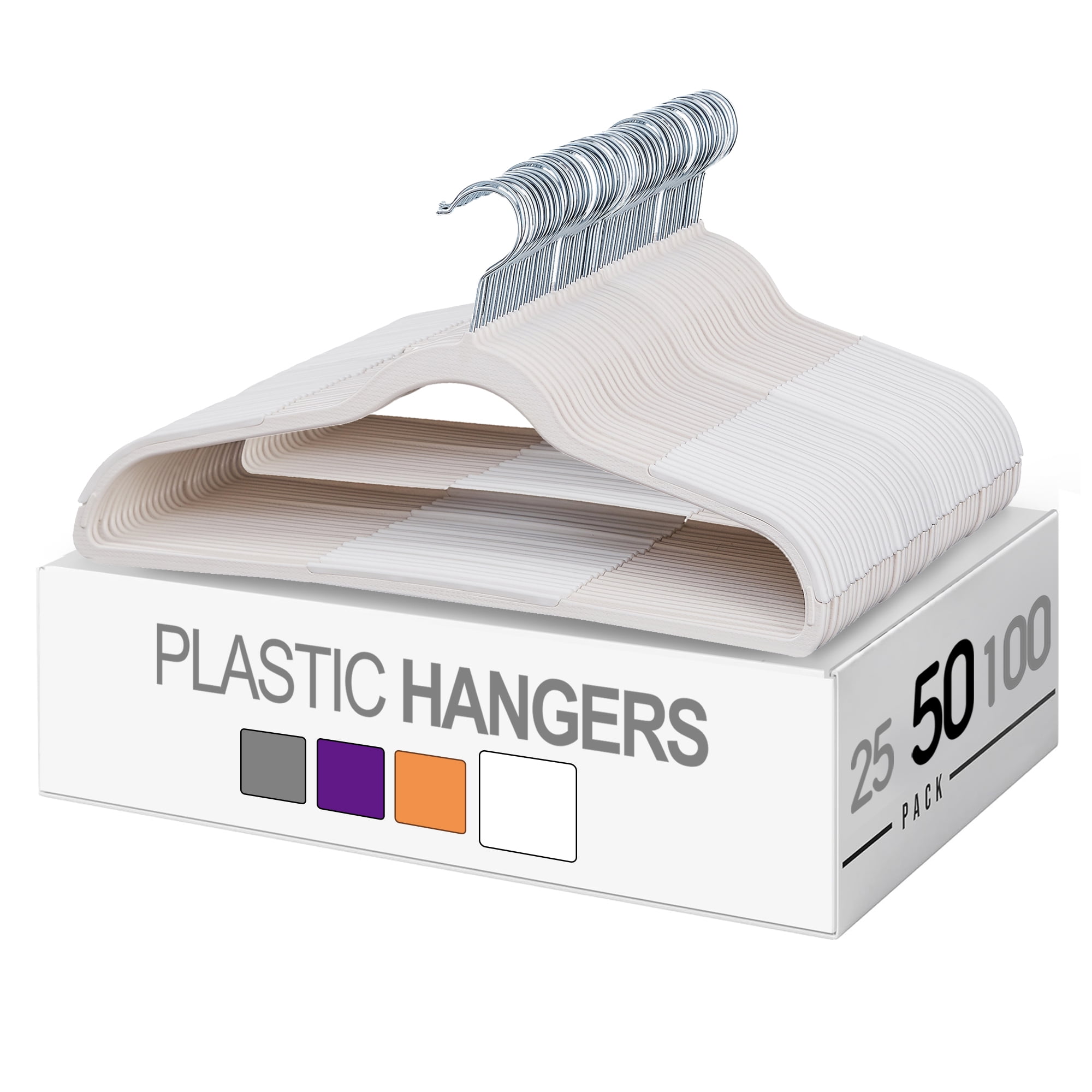VECELO 50 Pack Heavy Duty Plastic Hangers, 360º Swivel Hook Coat ...