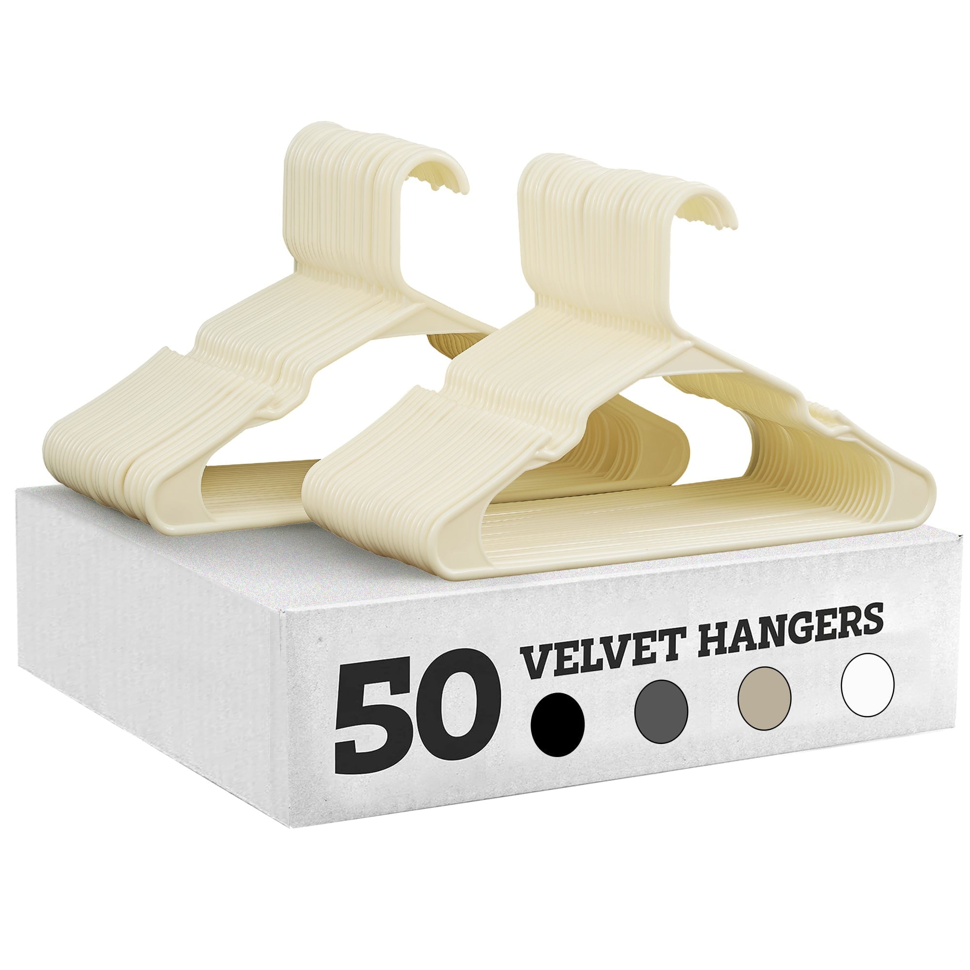 VECELO 50 Pack Plastic Hanger, Space Saving, Sturdy Heavy Duty Clothing ...