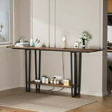 VECELO 70.8" Console Table with Charging Station, Industrial Sofa Table ...
