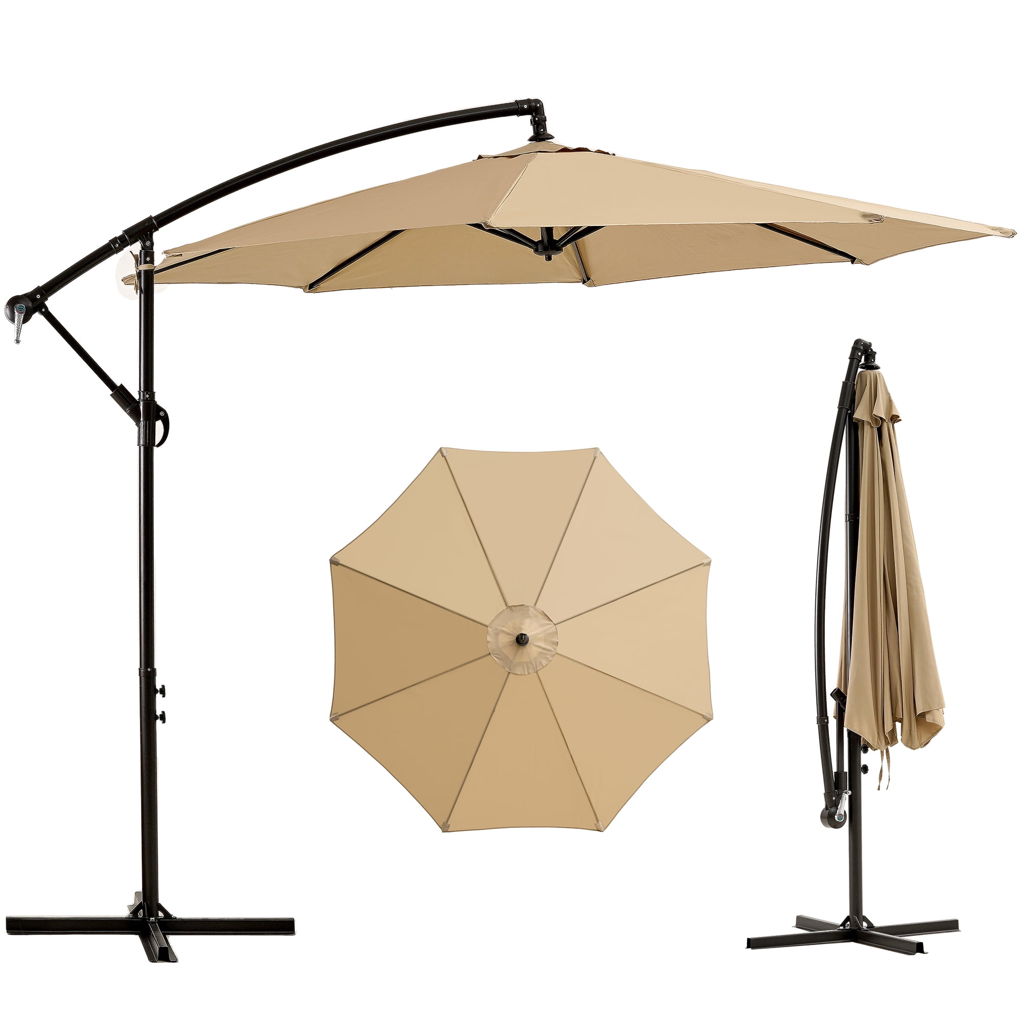 VECELO 8.7ft Patio Umbrella Outdoor Offset Hanging Patio Umbrella with ...