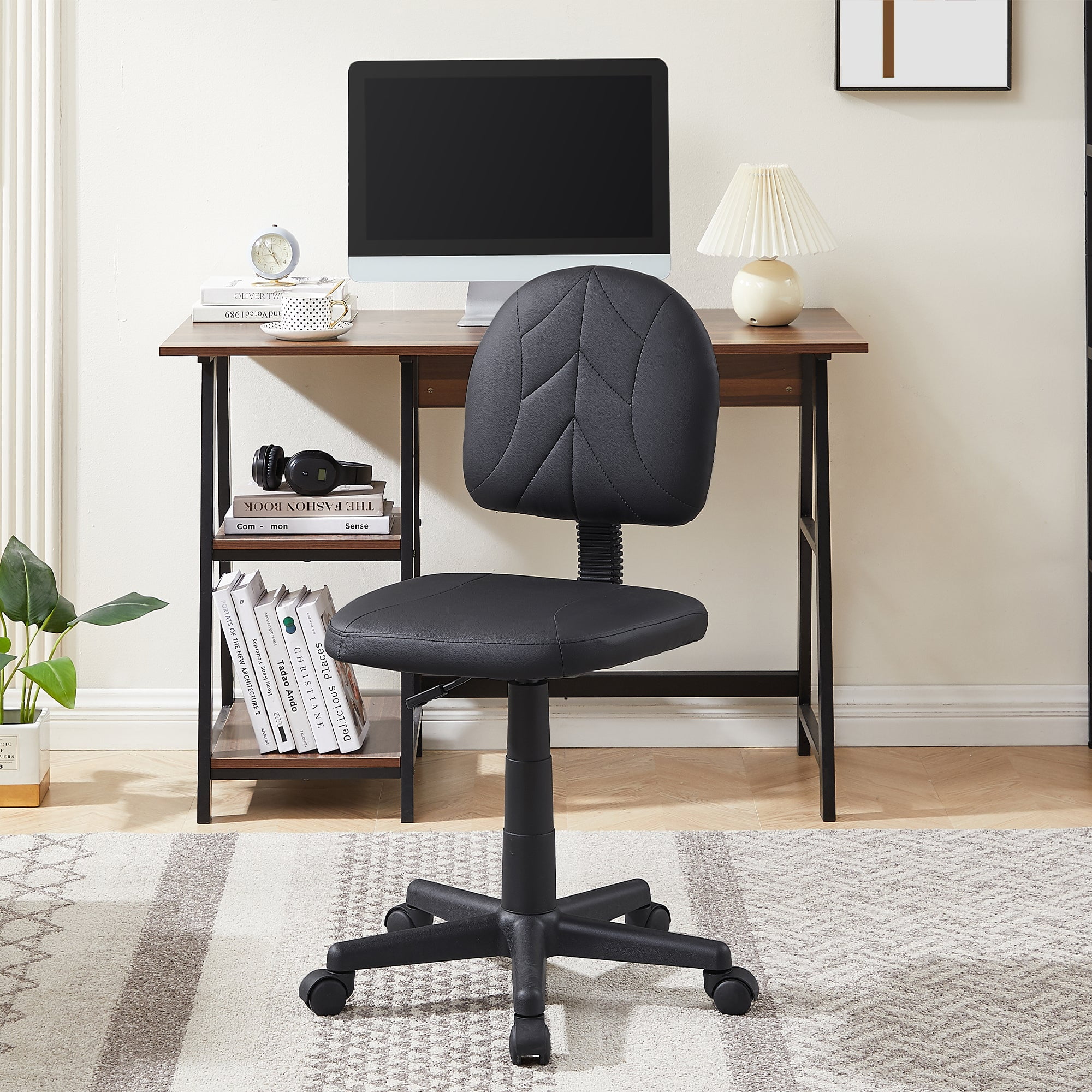 VECELO Armeless Home Office Chair, Ergonomic Low-Backrest Computer ...