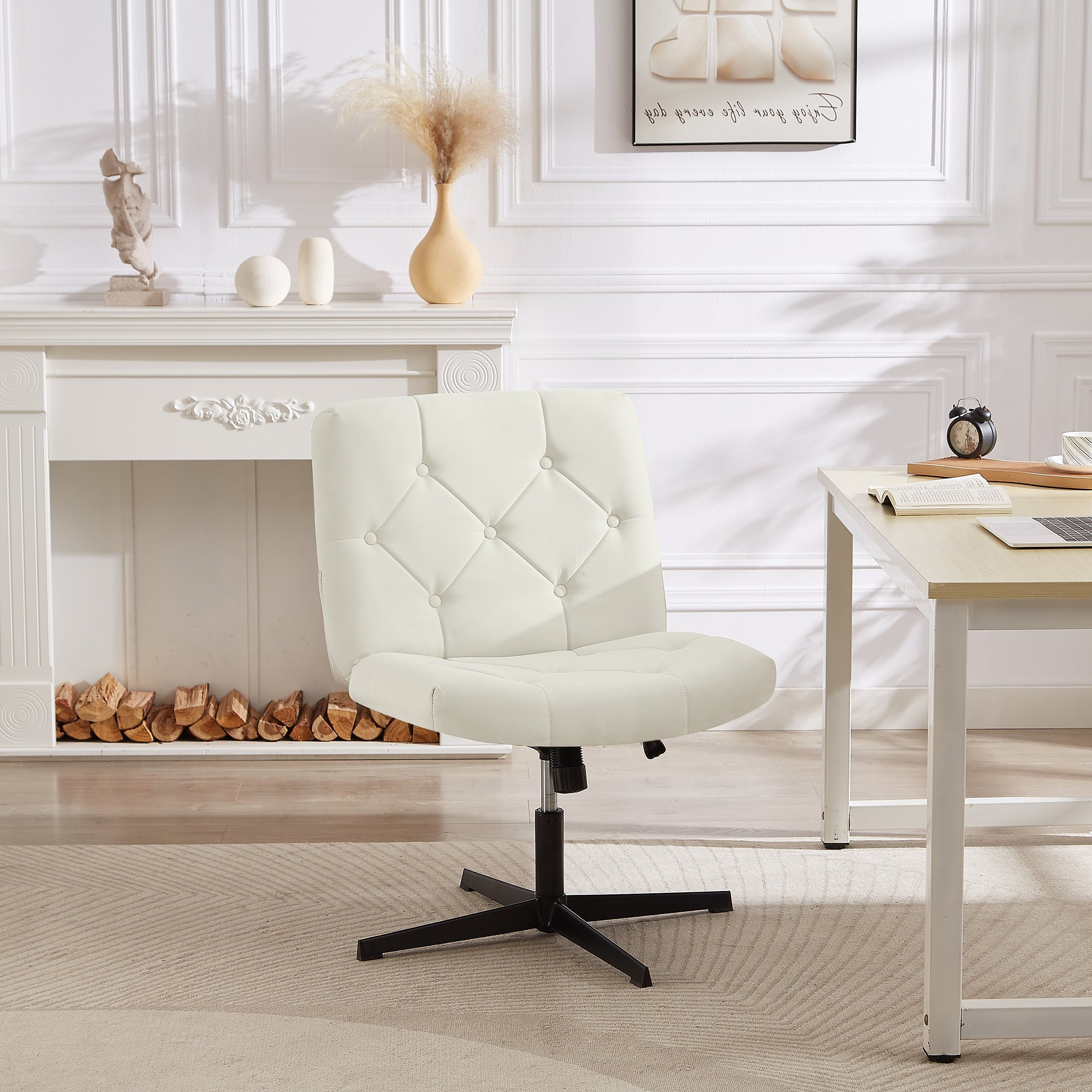 VECELO Armless Office Desk Chair, Modern Adjustable Swivel Office Task ...