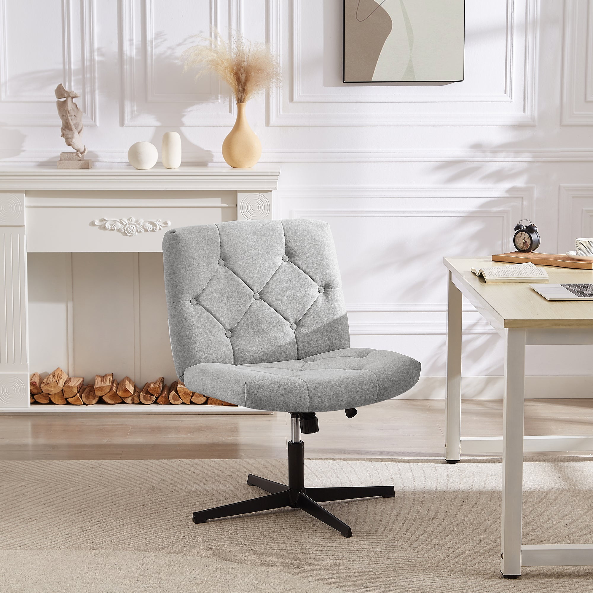 VECELO Armless Office Desk Chair, Modern Adjustable Swivel Office Task ...