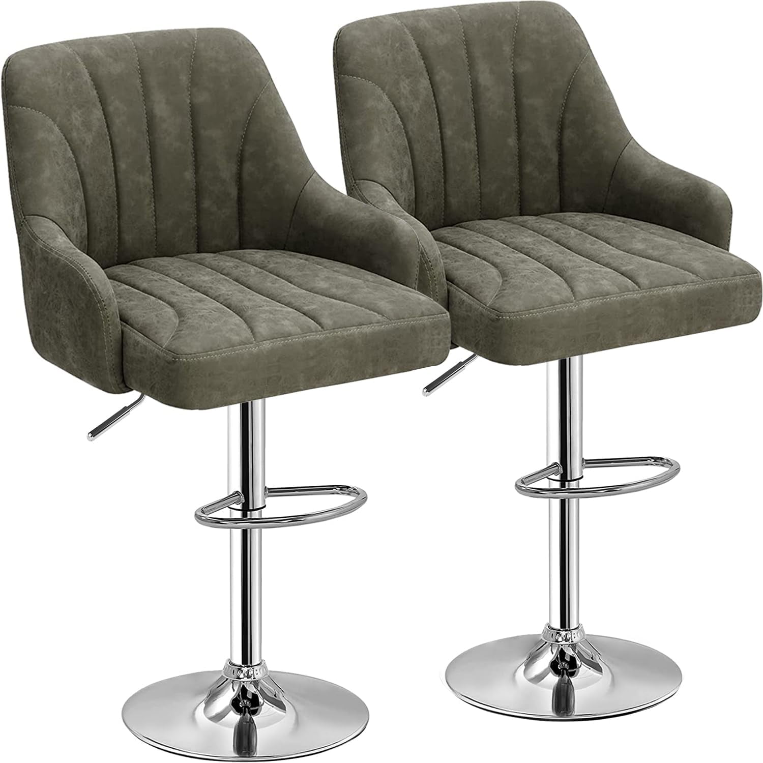 VECELO Bar Stools Set of 2, Adjustable Barstools, Counter Height Stools ...