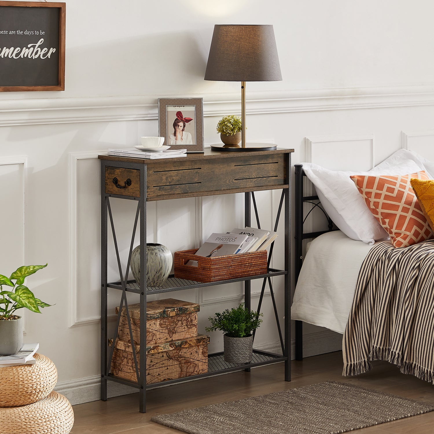 VECELO Console/Sofa Table with Dual Drawer, 31.4 Inch Long Sofatable ...