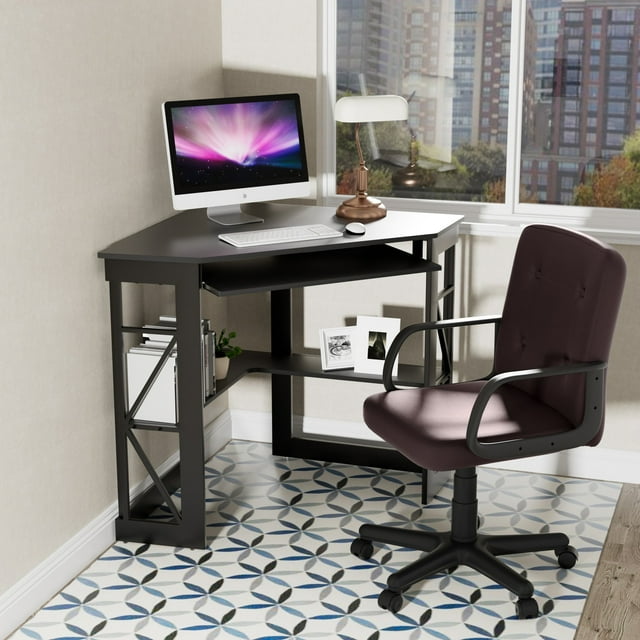 VECELO Corner Computer Desk & Chair Set, Ergonomic High Back Adjustable ...