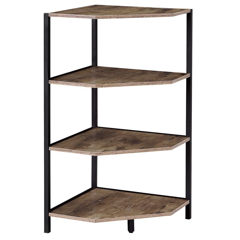 VECELO Corner Shelf, 4-Tier Display Shelves, Wood Storage Stand with ...