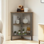 VECELO Corner Storage Cabinet with Double Door and Storage Shelf, Free ...