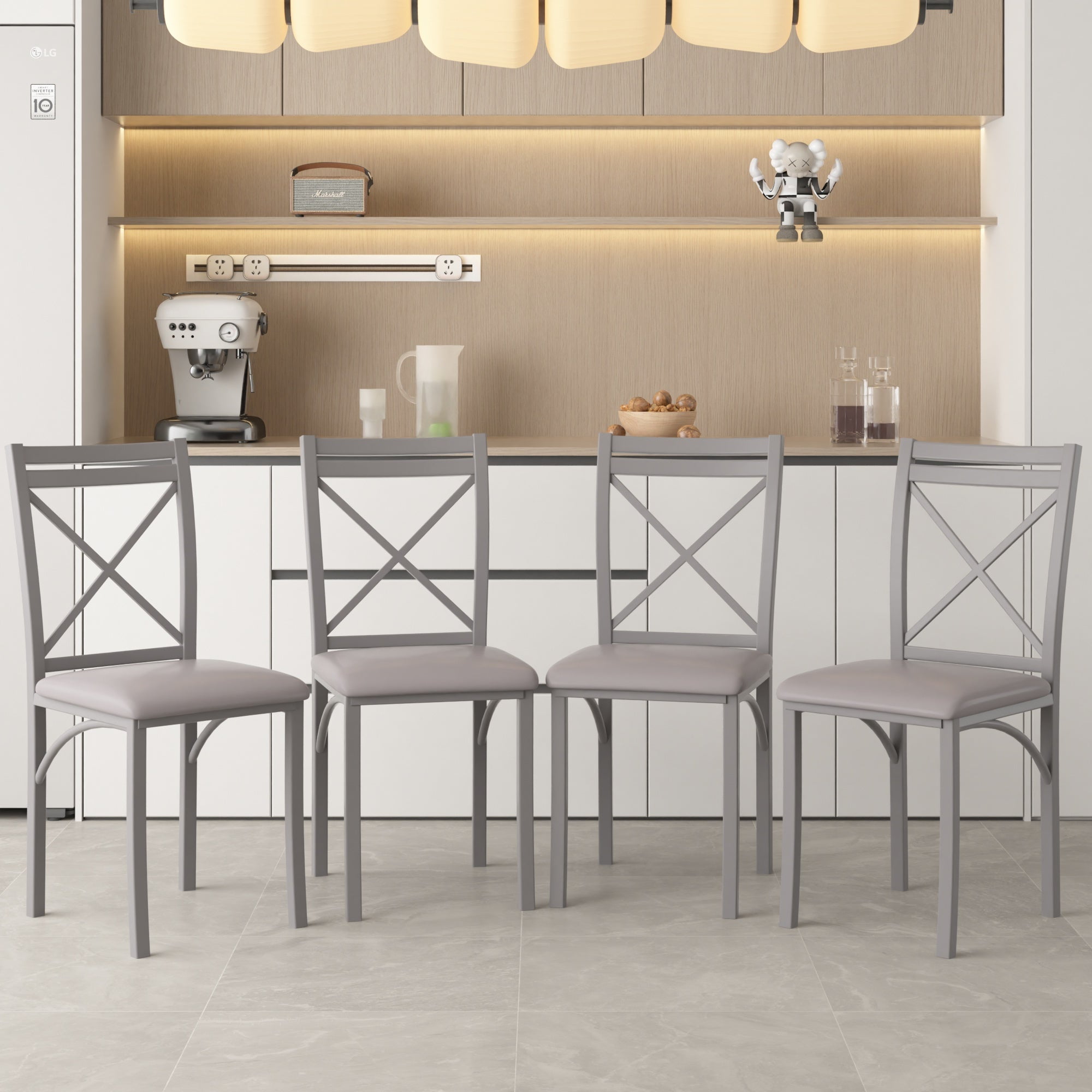 VECELO Dining Chair Set of 4, Modern Kitchen Upholstered Chairs with ...