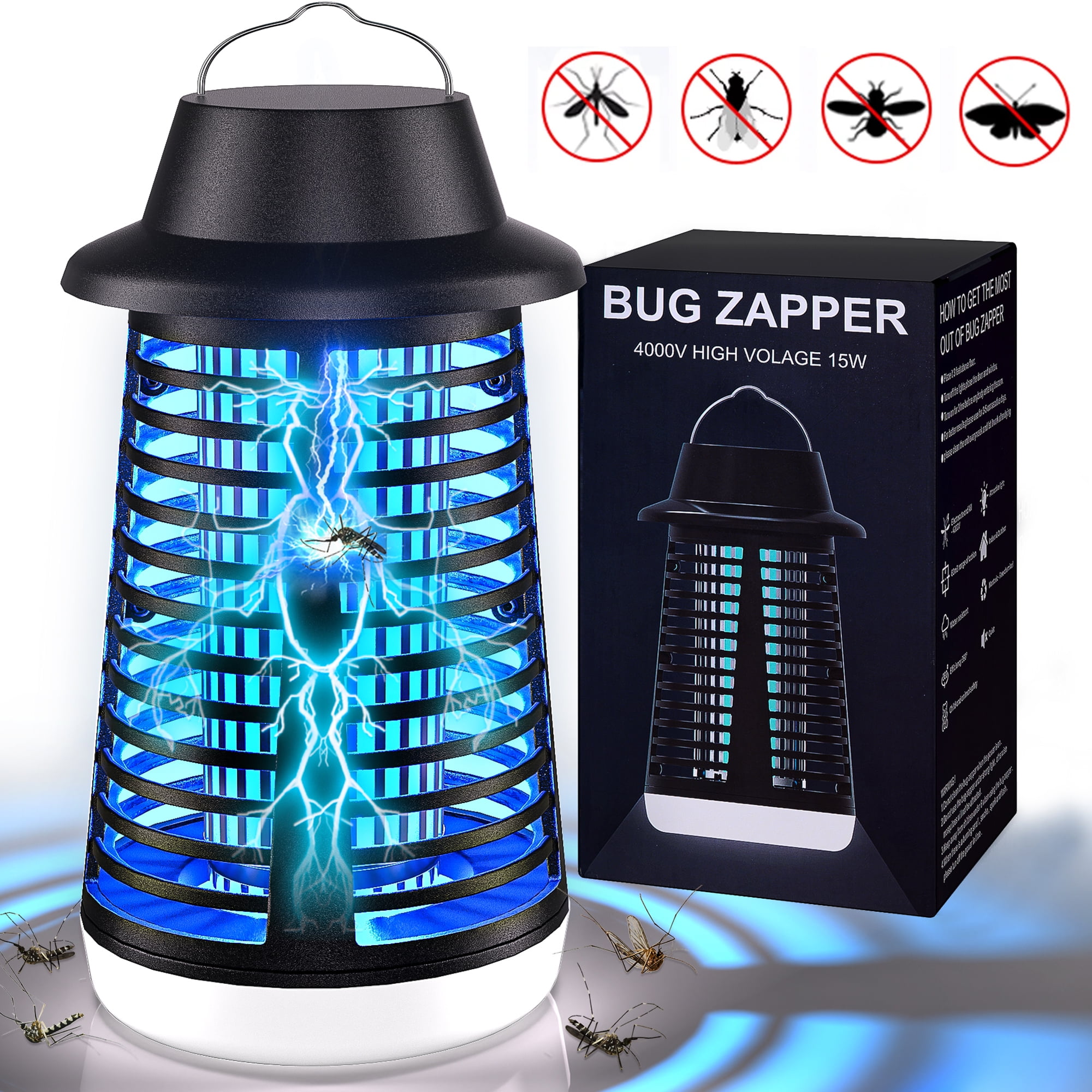 VECELO Electric Bug Zapper, Indoor Outdoor Powerful Insect Killer ...