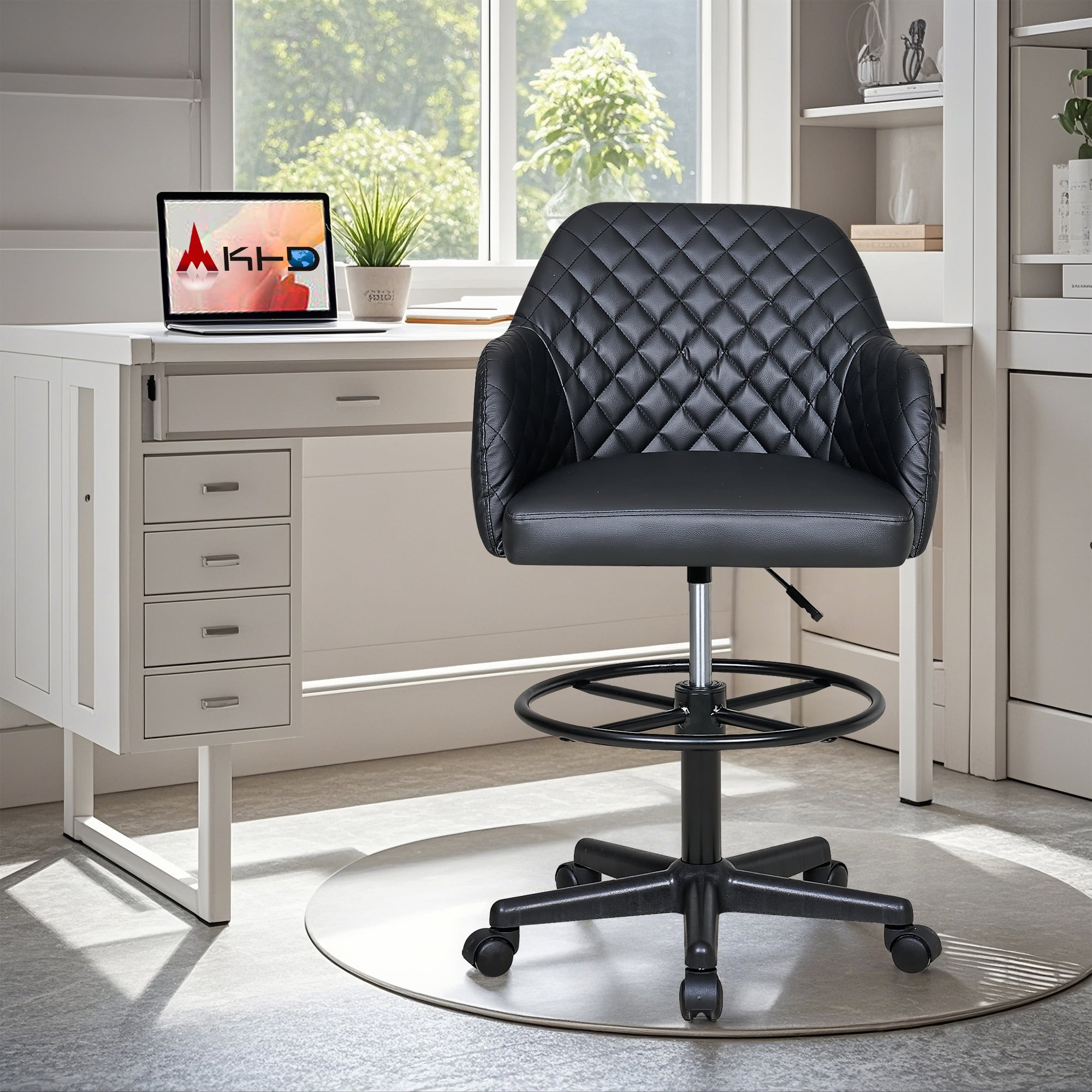 VECELO Ergonomic Desk Chair with Armrests, Height Adjustable PU Leather ...