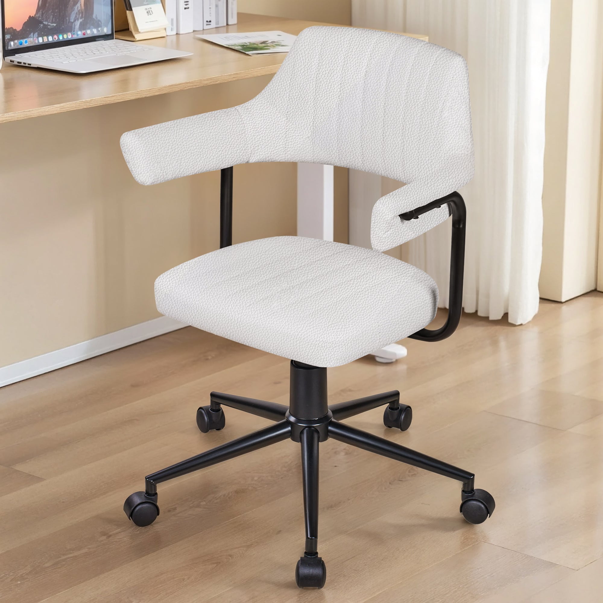 VECELO Ergonomic Lift Swivel Office Desk Chair with Arm, Silent Wheels ...