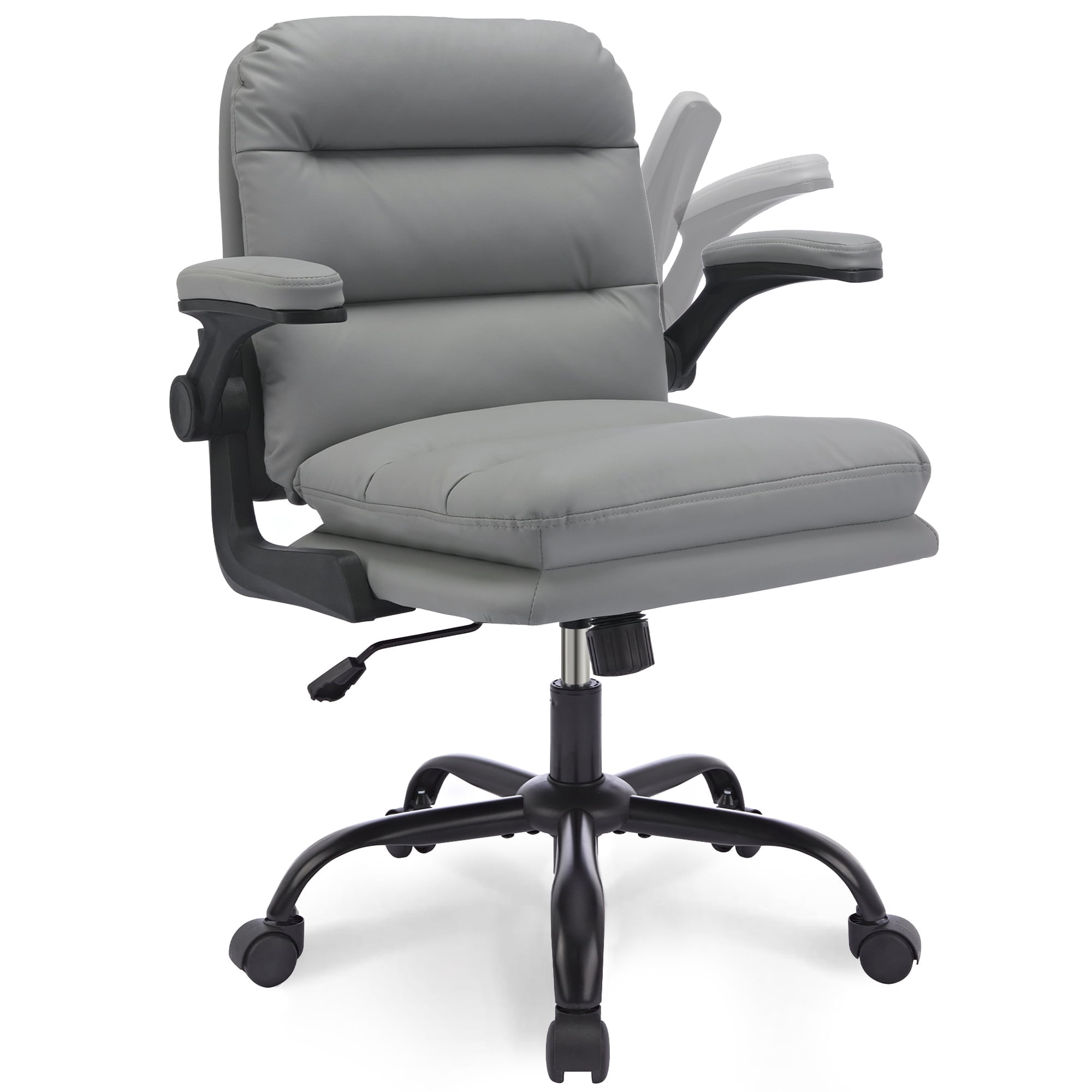VECELO Ergonomic Office Chair, PU Leather Thick Padding Swivel ...