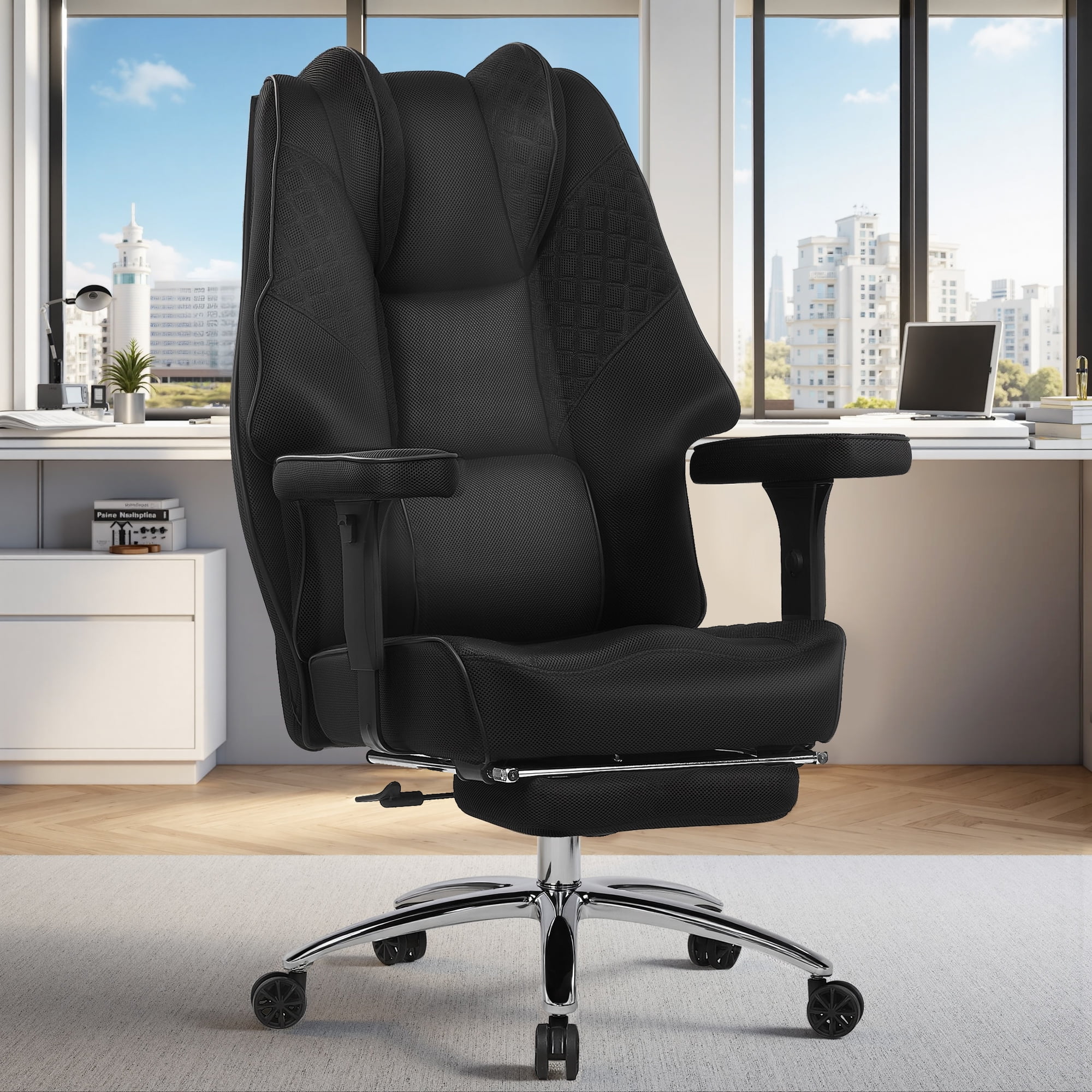 VECELO Executive Office Chair Tall and Wide Seat, Adjustable Height PU ...