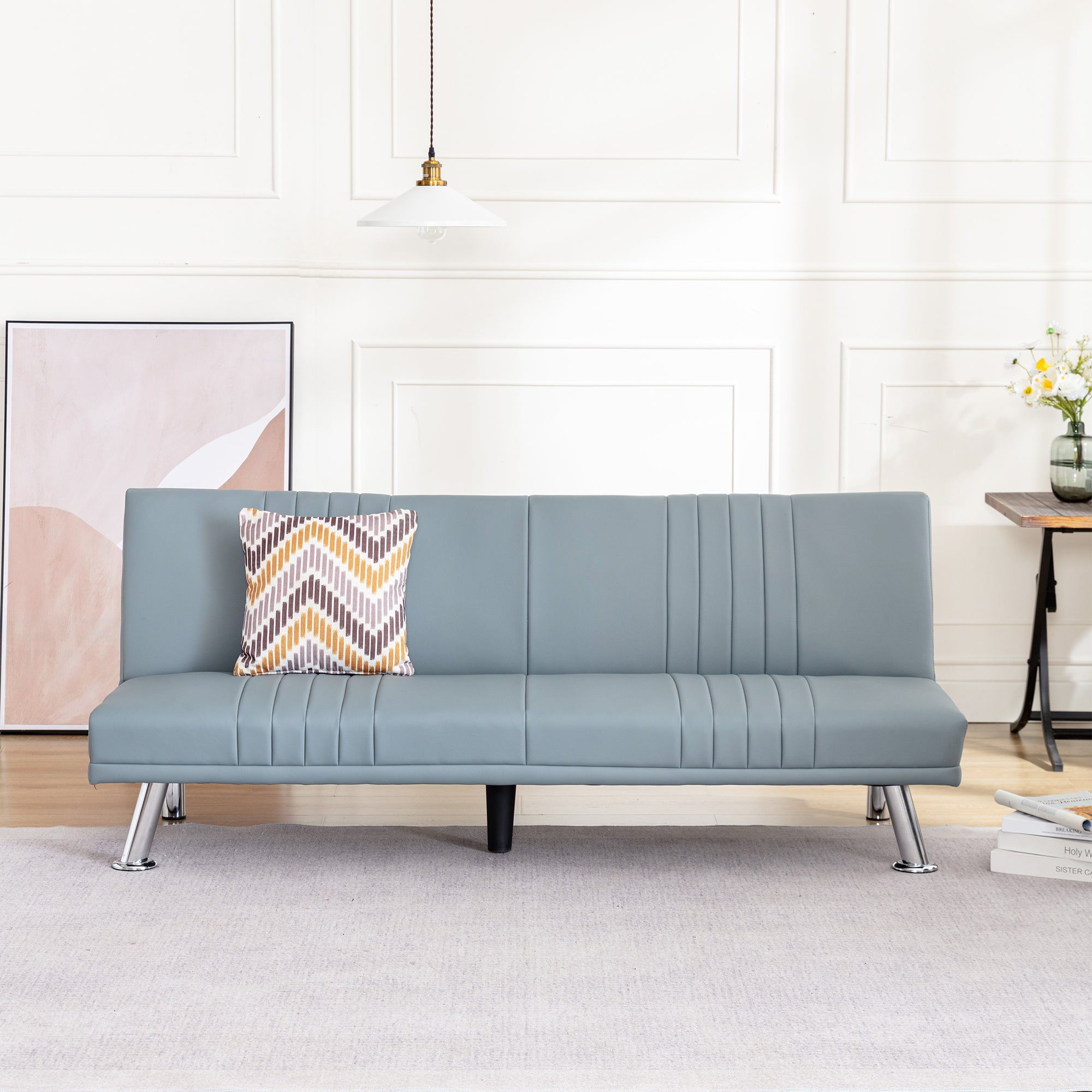 VECELO Faux Leather Futon Sofa Bed, Modern Folding Futon Convertible ...